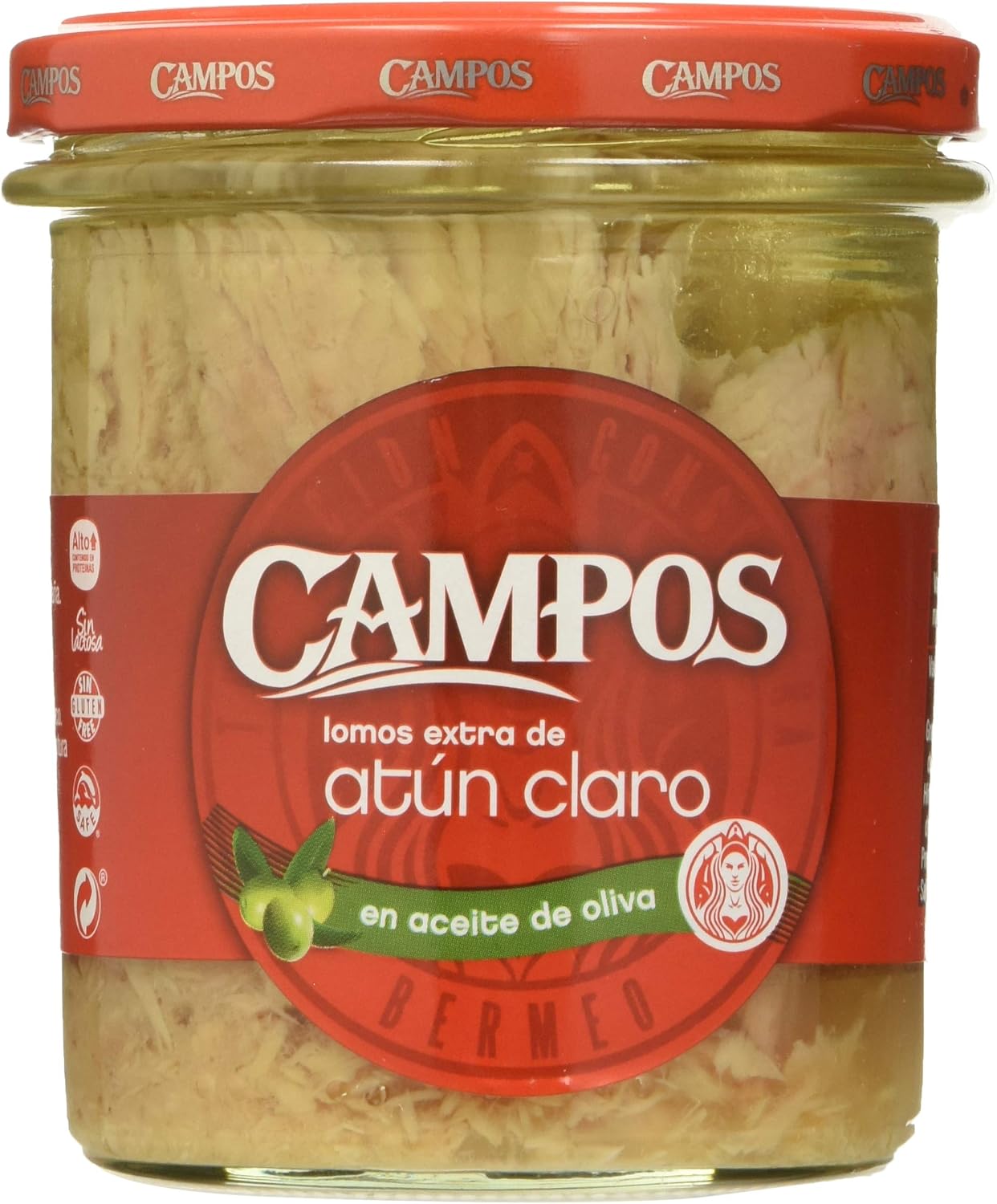 Campos - atún claro en aceite de oliva | Frasco Cristal 315 g : Amazon ...
