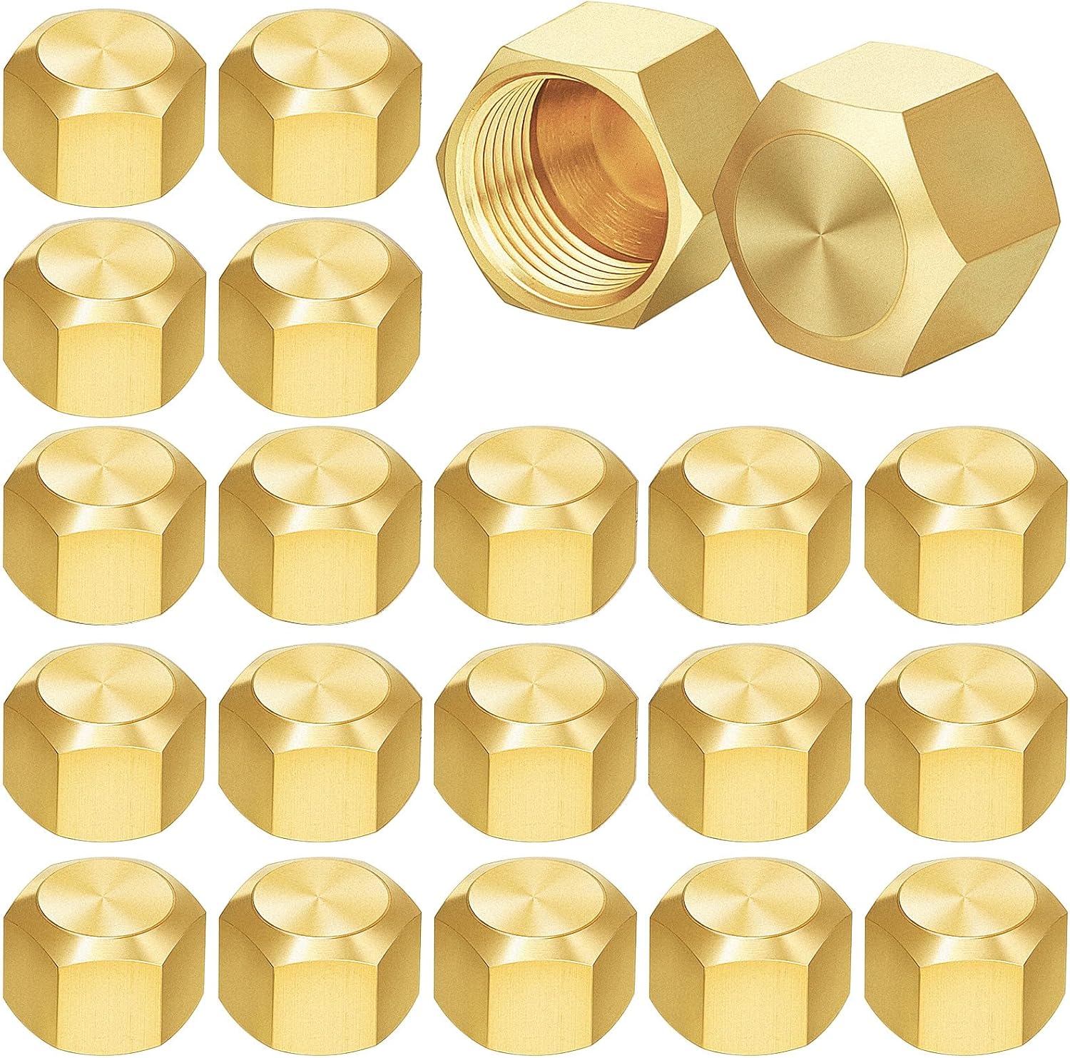 Amazon.com: Hicarer 200 Pcs 3/8 Inch Brass Compression Cap Stop Valve ...