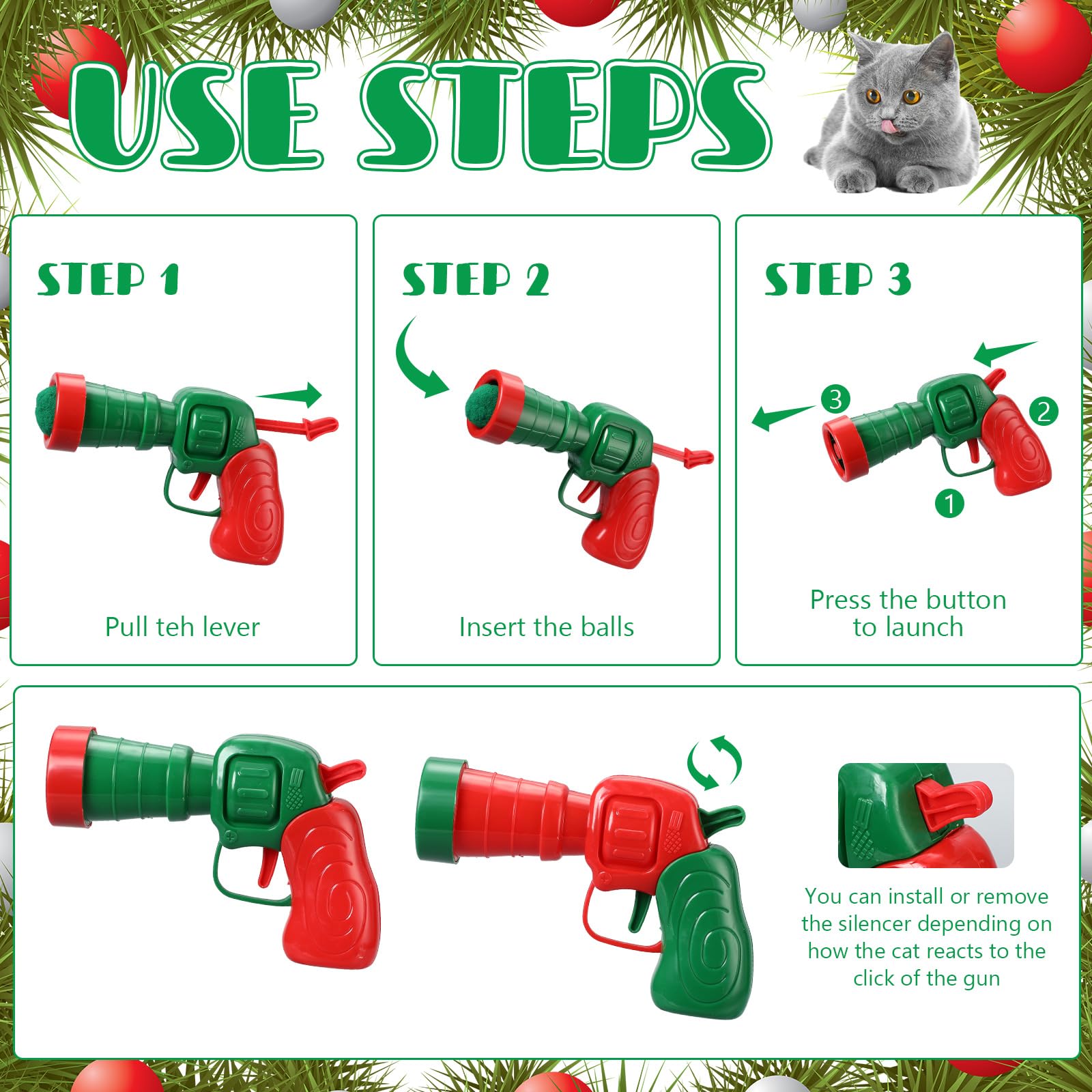 Snapklik.com : ShinyRelief 102 Pcs Cat Ball Launcher Toy