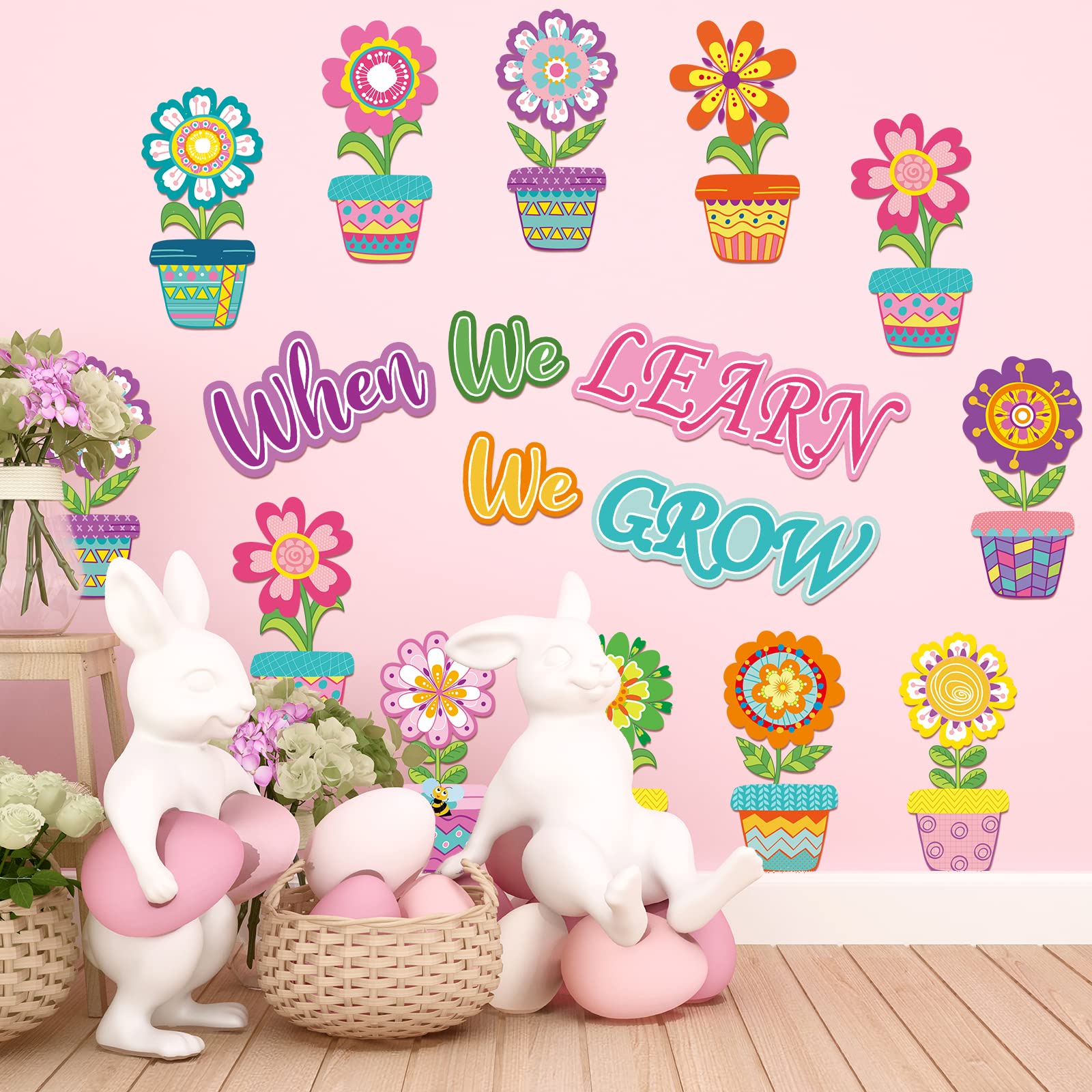 Whaline 45Pcs Spring Cut-Outs Spring Potted Flowers Cut Outs with ...