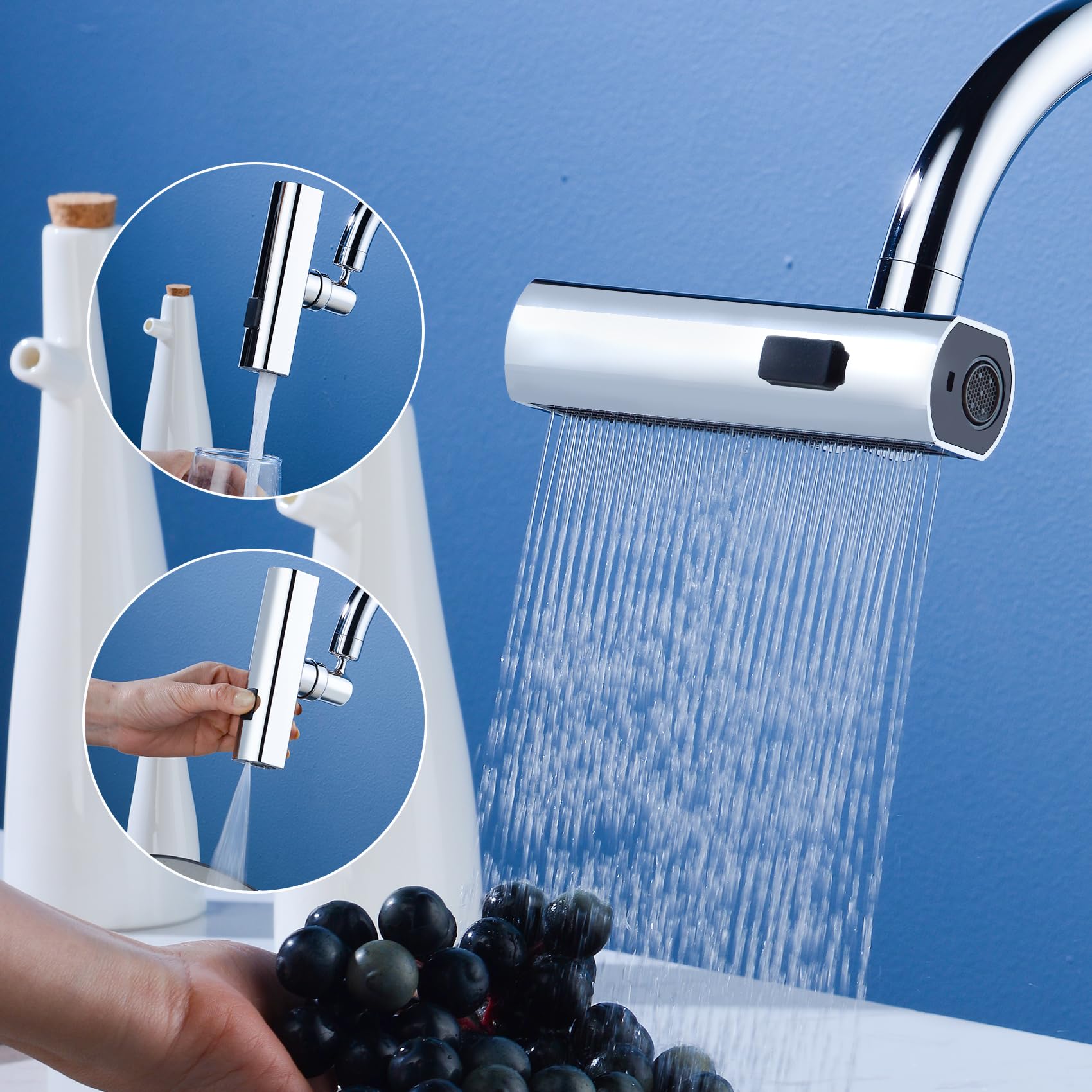 Kitchen 360° Faucet Extender with 55/64''(22mm) Female Thread, Swivel ...