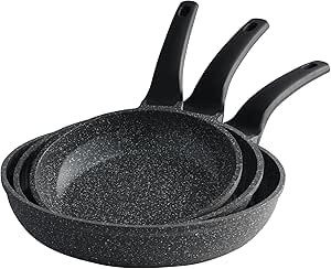 ProCook Granite Stone Frying Pan Set (3 Piece) Induction Compatible ...