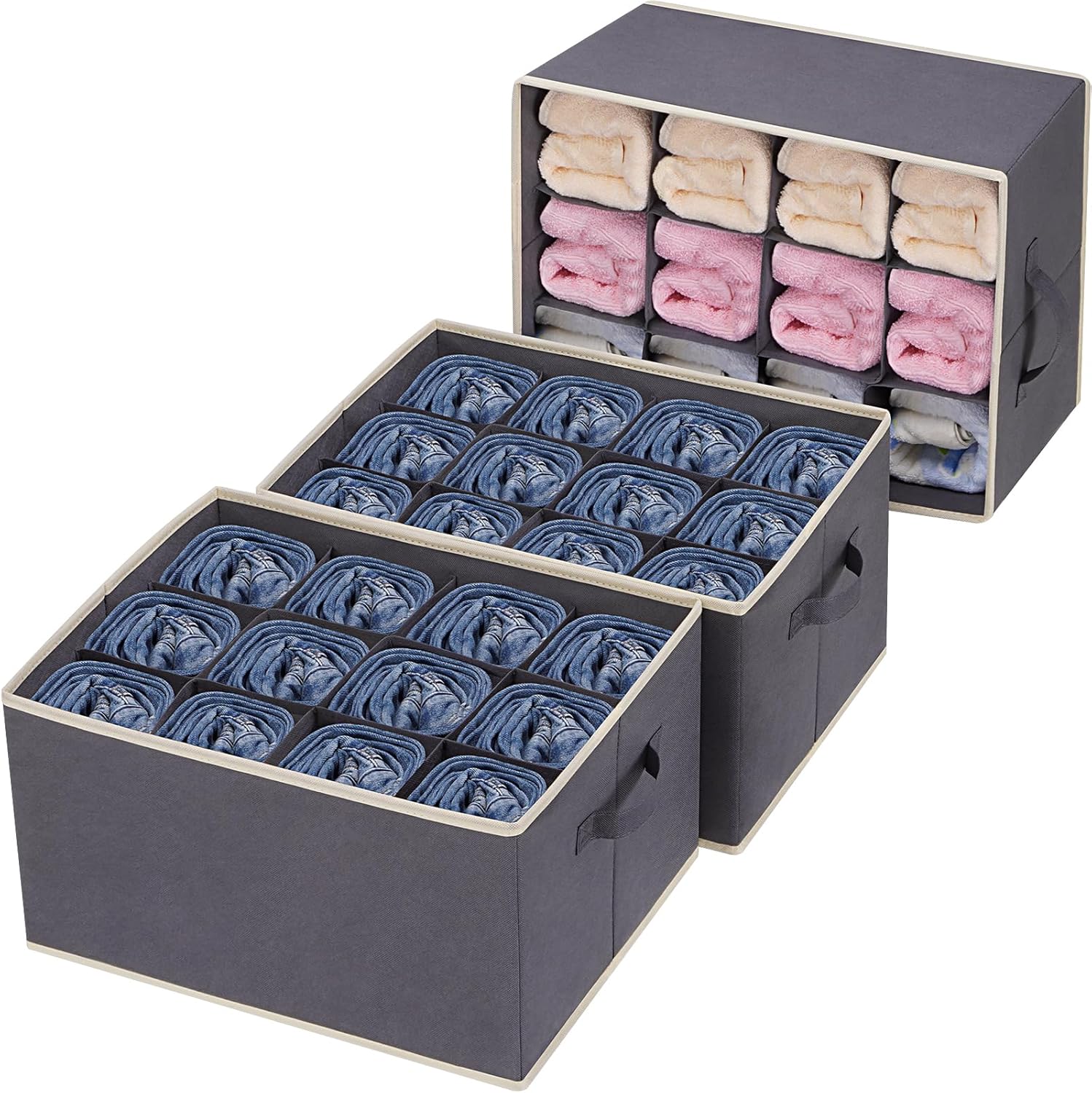 Baesyhom 3 Pcs 12 Cell Large Size Pants Organizers for Clothes, Jeans ...