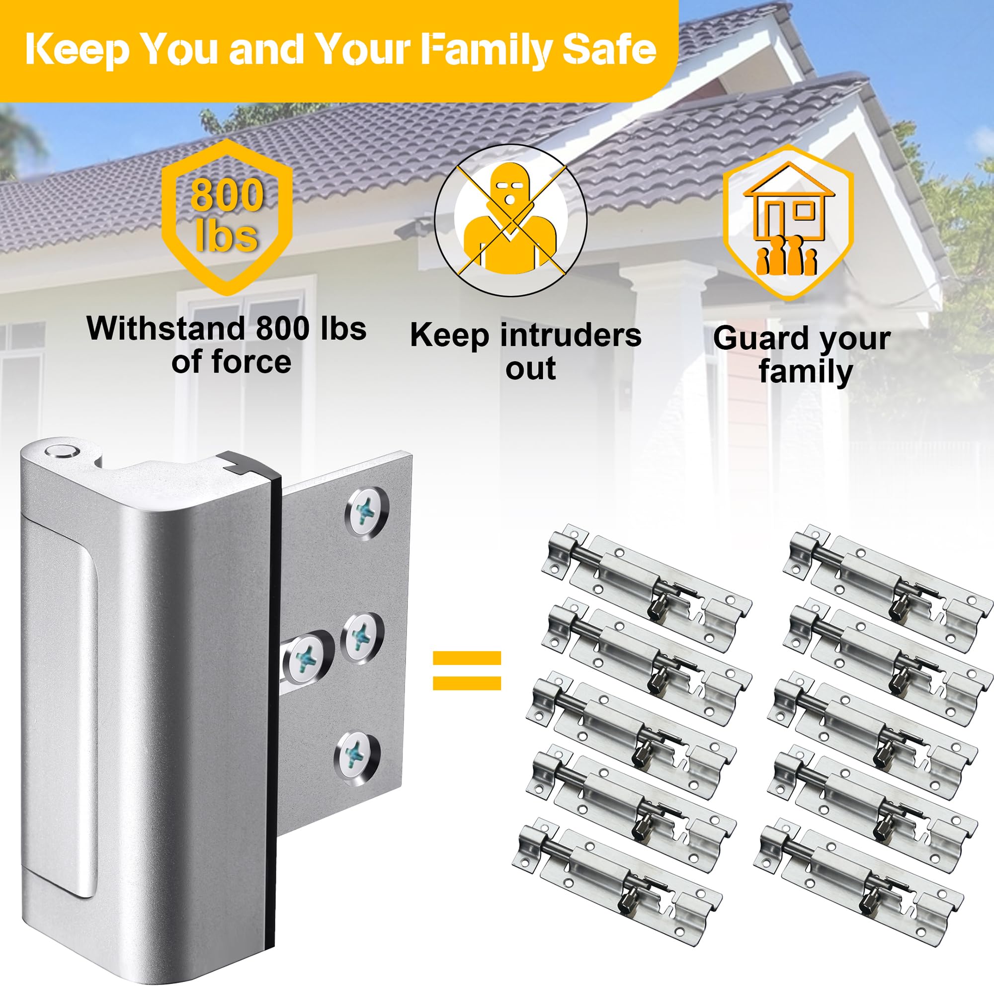 Snapklik.com : 2 Pack Door Reinforcement Lock, Home Security Door Locks ...