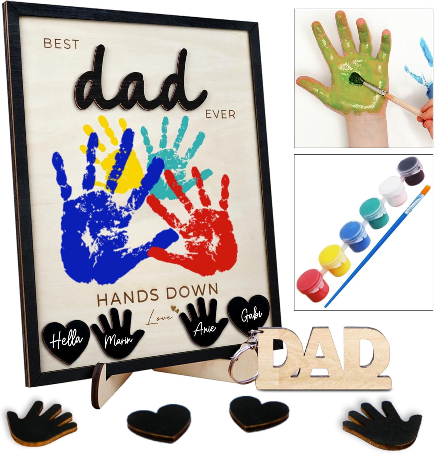 10" Hands Down Best Dad Ever DIY Handprint Kit with Paints, Art Craft ...