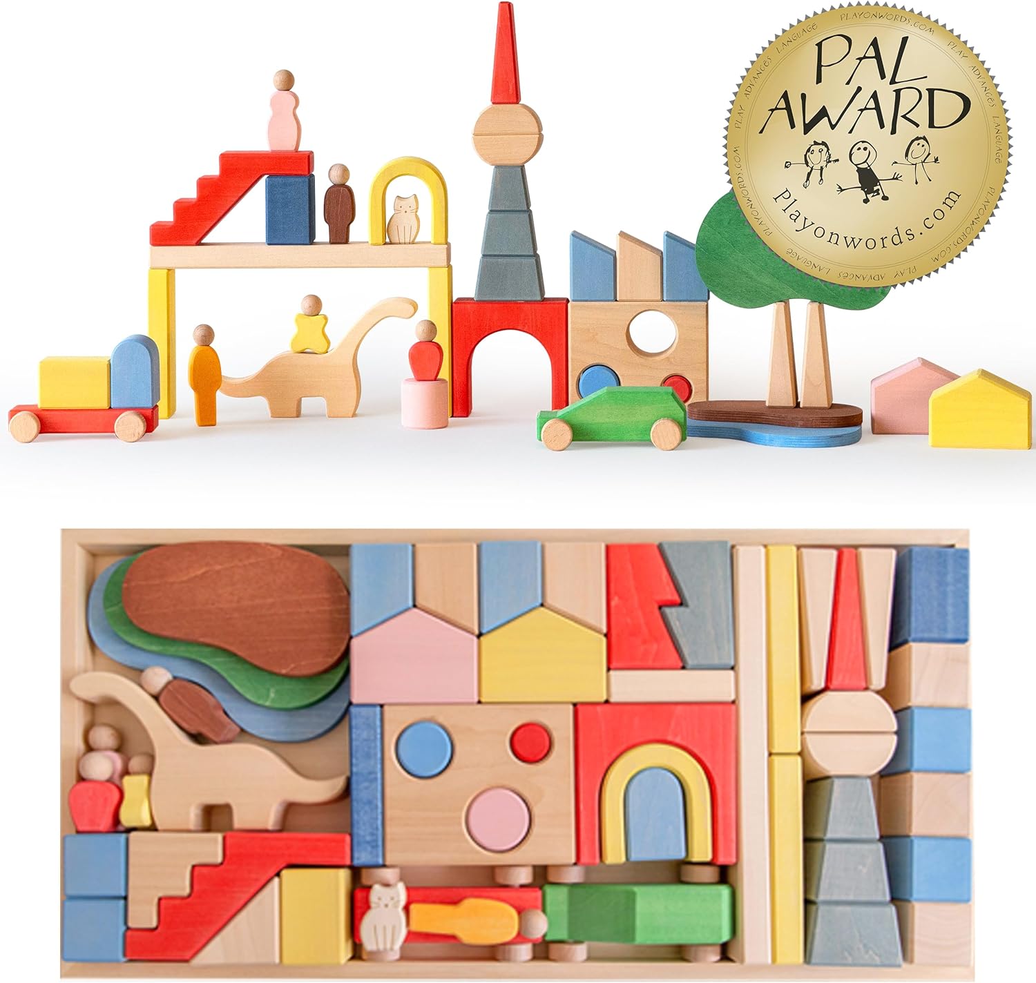 Amazon.com: AVDAR Large Wooden Building Blocks for Toddlers, Exclusive Designed Metropolis ...
