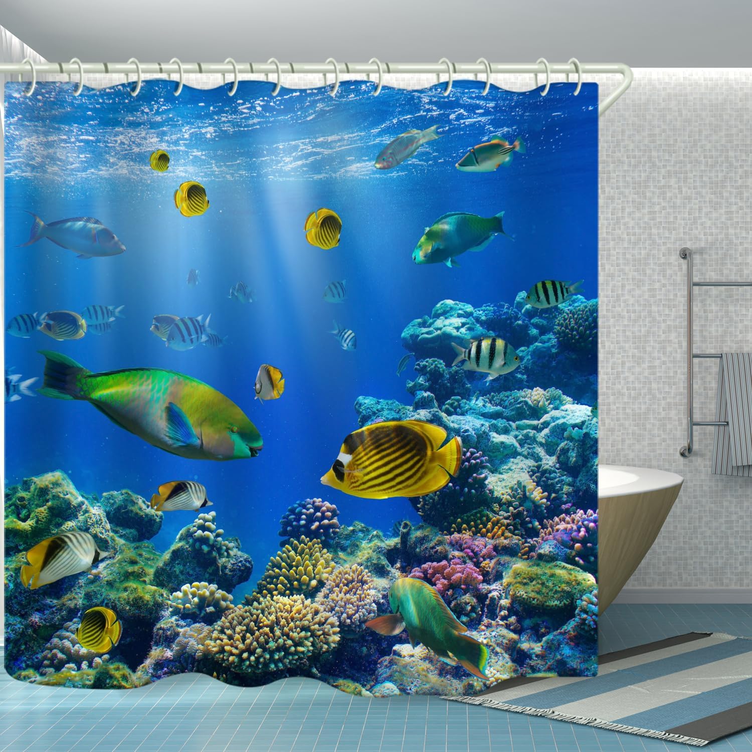 Amazon.com: LYFANS Bathroom Uses Underwater World 3D Shower Curtains ...
