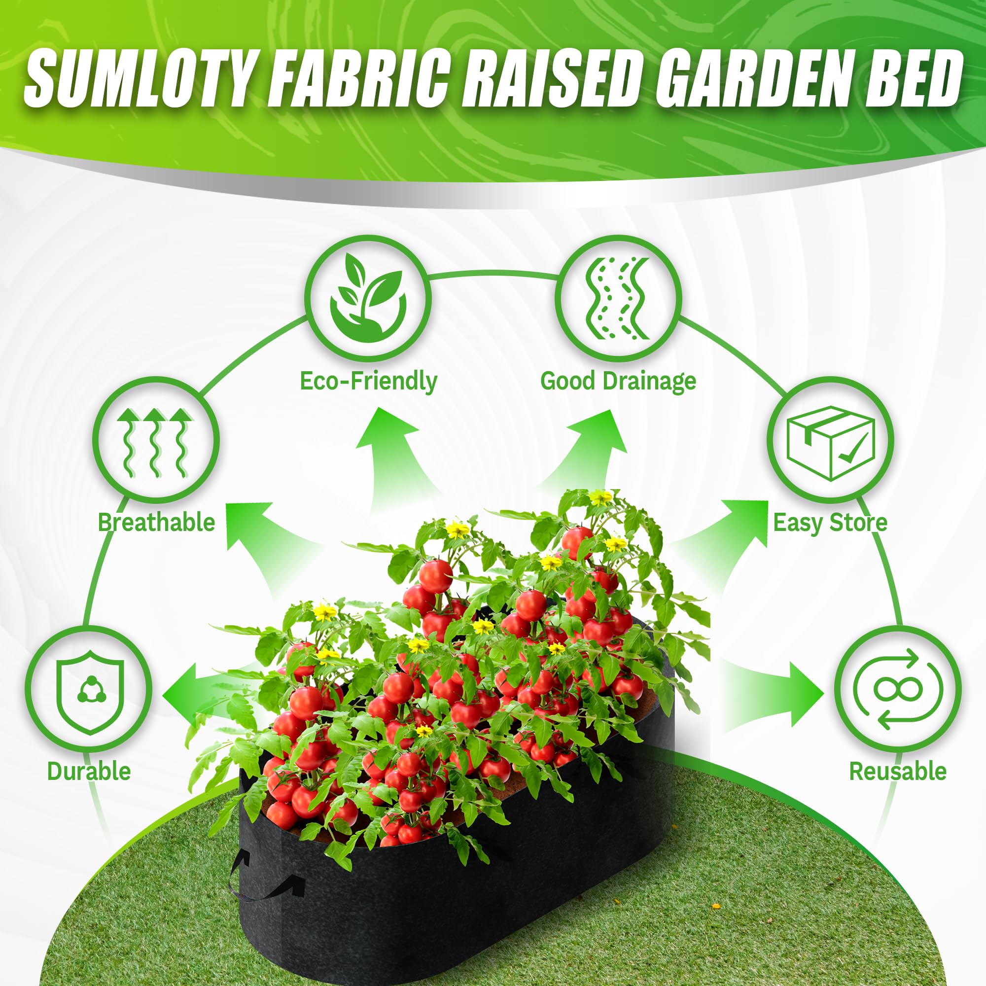 Snapklik.com : Sumloty Plant Grow Bags- 6x3x1ft Fabric Raised Garden ...