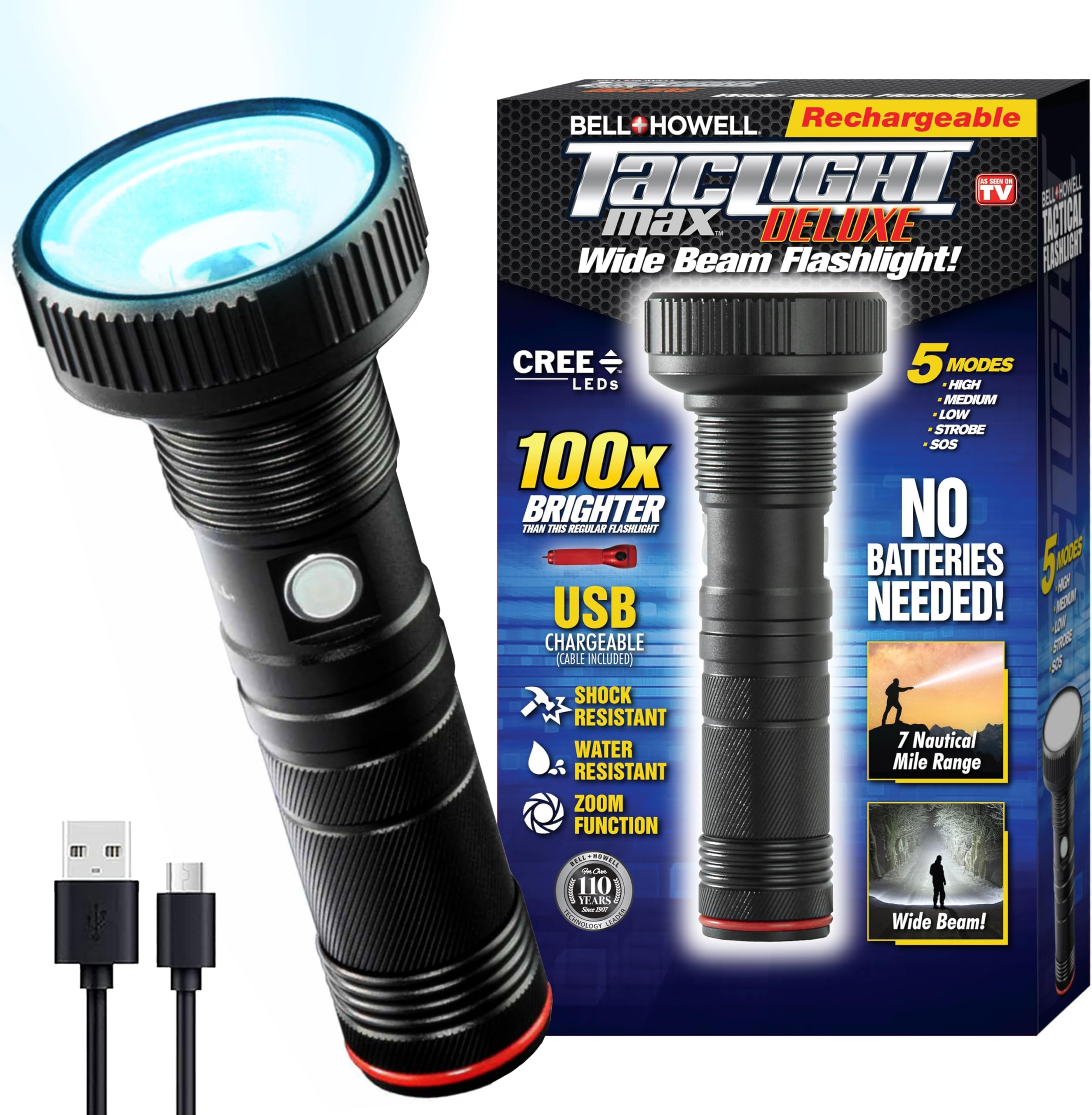 Bell+Howell Taclight Max Ultra High-Powered Handheld Flashlight 1,000 ...