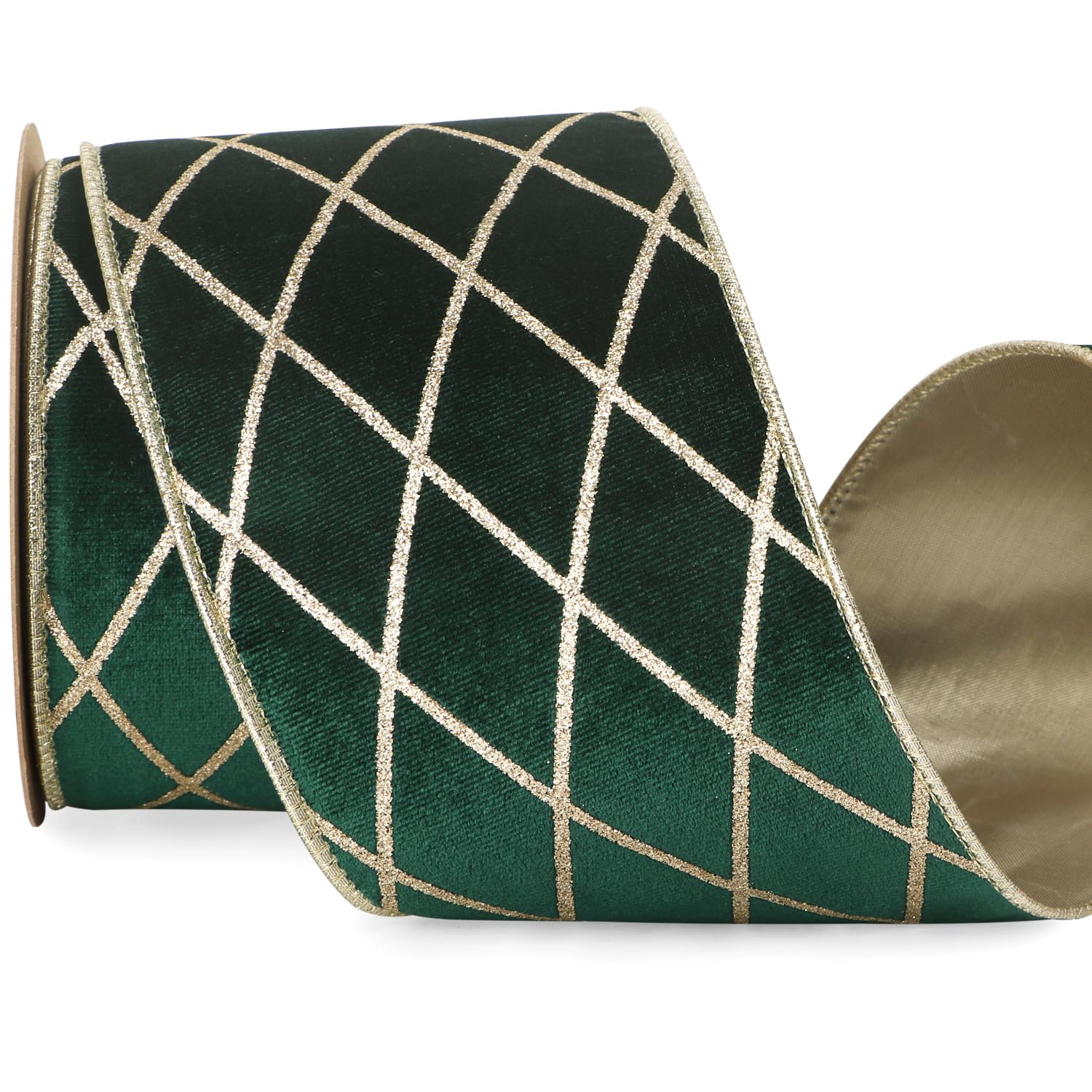 Amazon.com: Ribbli Forest Green Velvet Ribbon Wired with Glitter ...