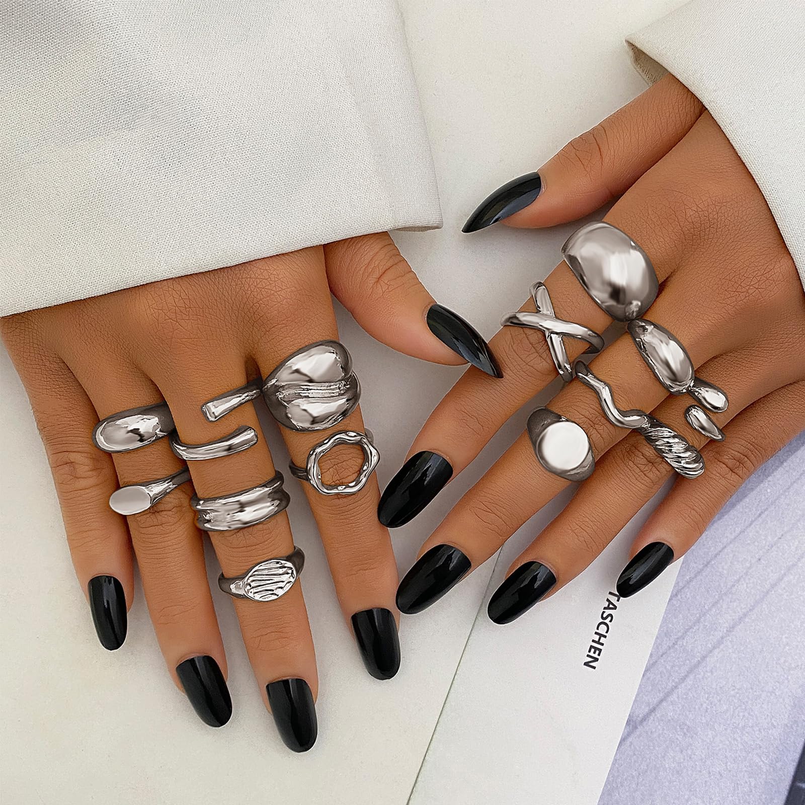 Snapklik.com : IFKM Gold Chunky Rings Set For Women 14k Gold Plated ...