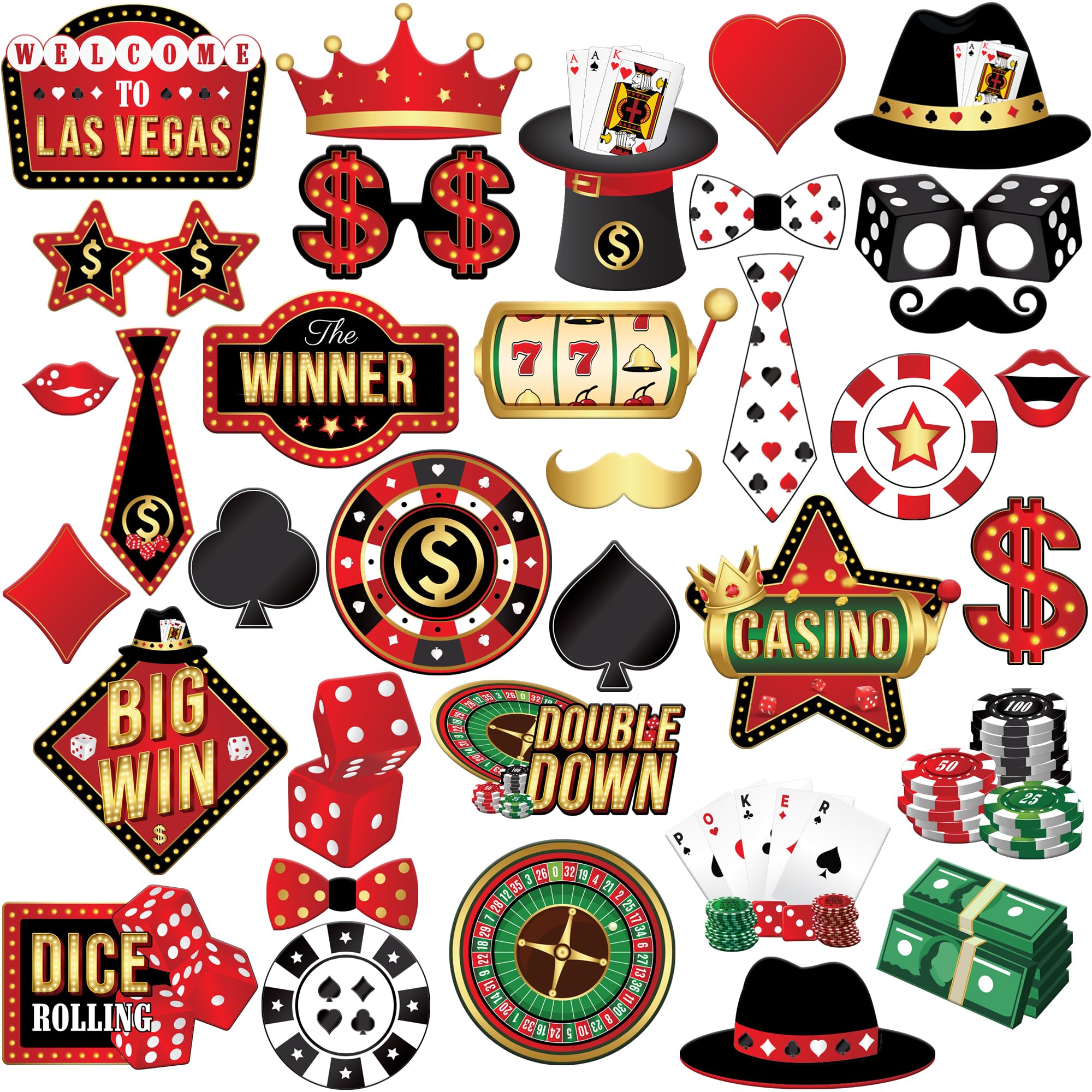 Amazon.com: KatchOn, Casino Photo Booth Props - Pack of 35 | Game Night ...
