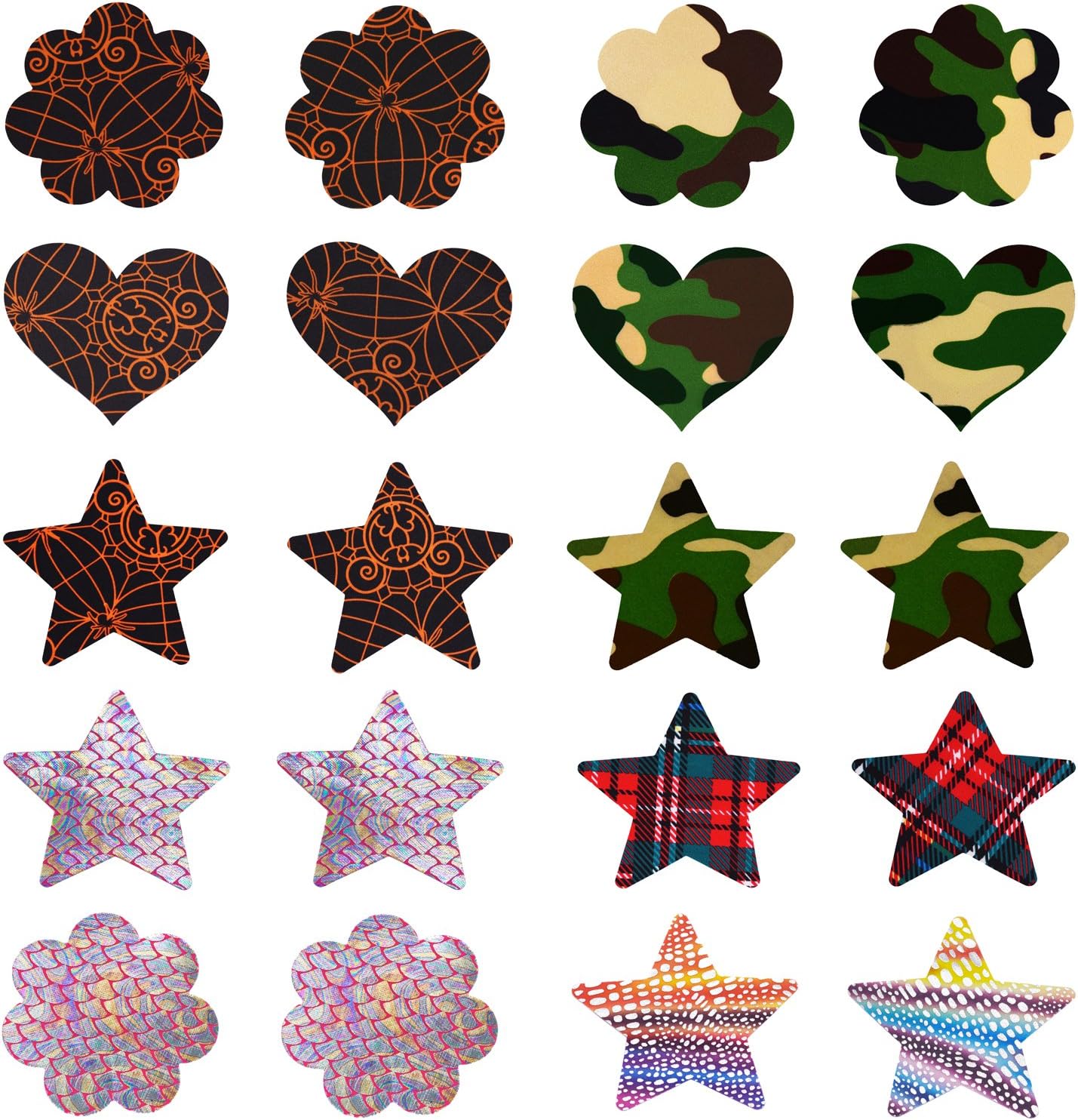 10 Pairs Camouflage Pasties Satin Nipple Cover Sticker on Bra Breast ...