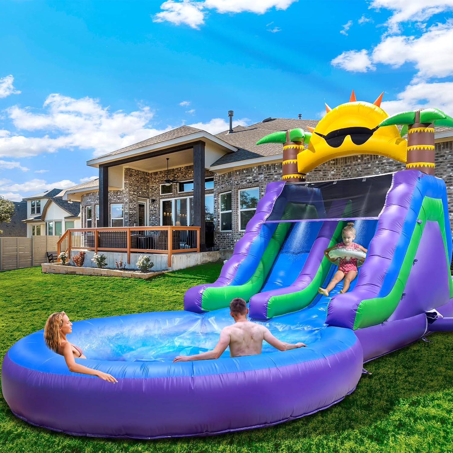 26FT(L) Commercial Grade Water Slide for Kids Adults, (Heavy Duty Full ...
