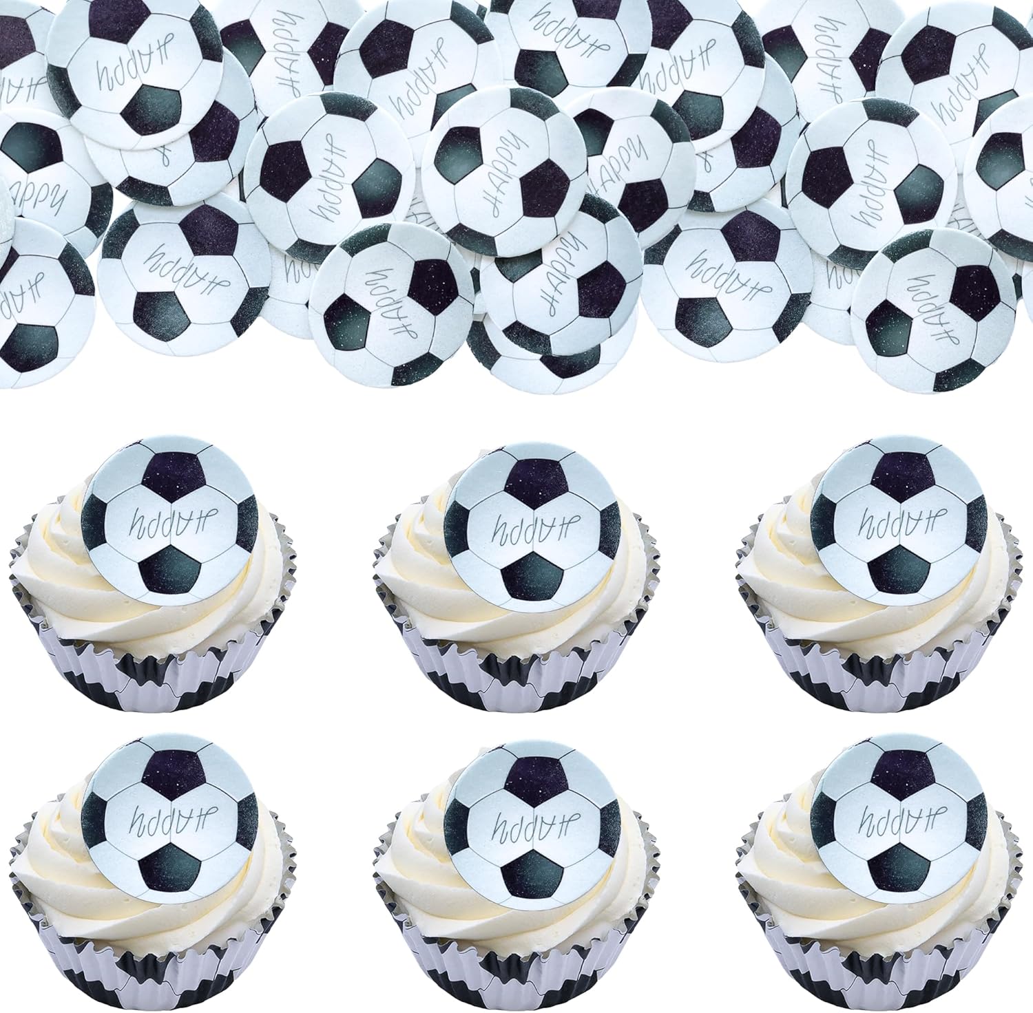 Amazon.com: Gyufise 50Pcs Edible Soccer Balls Cupcake Toppers Ball ...