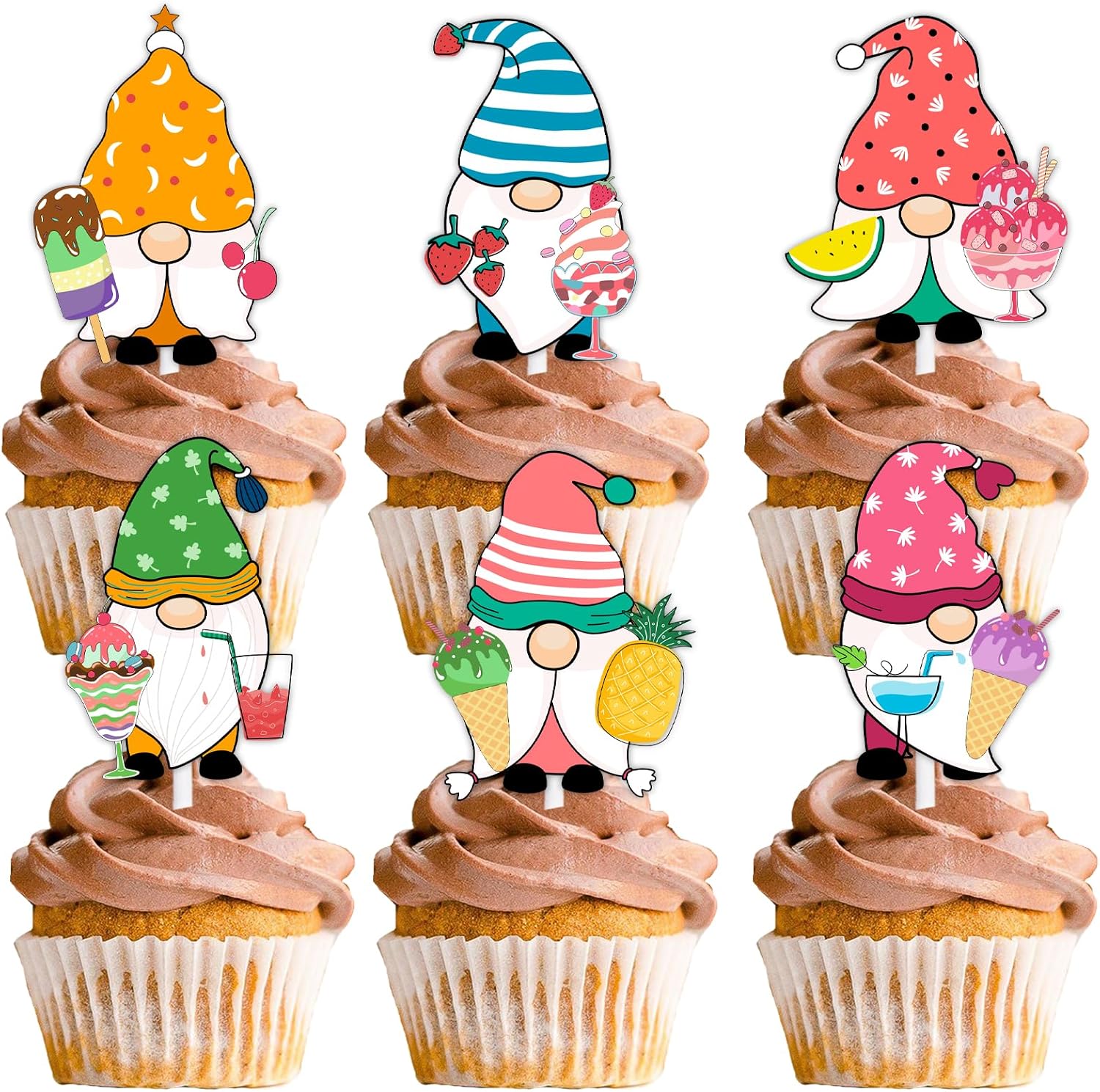 Amazon.com: 18pcs Glitter Dwarf Fruit Ice Cream Dessert Cupcake Topper ...
