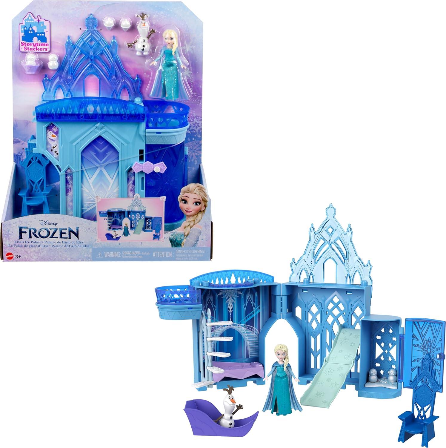 Amazon.com: Mattel Disney Frozen Toys, Elsa Ice Palace Storytime ...