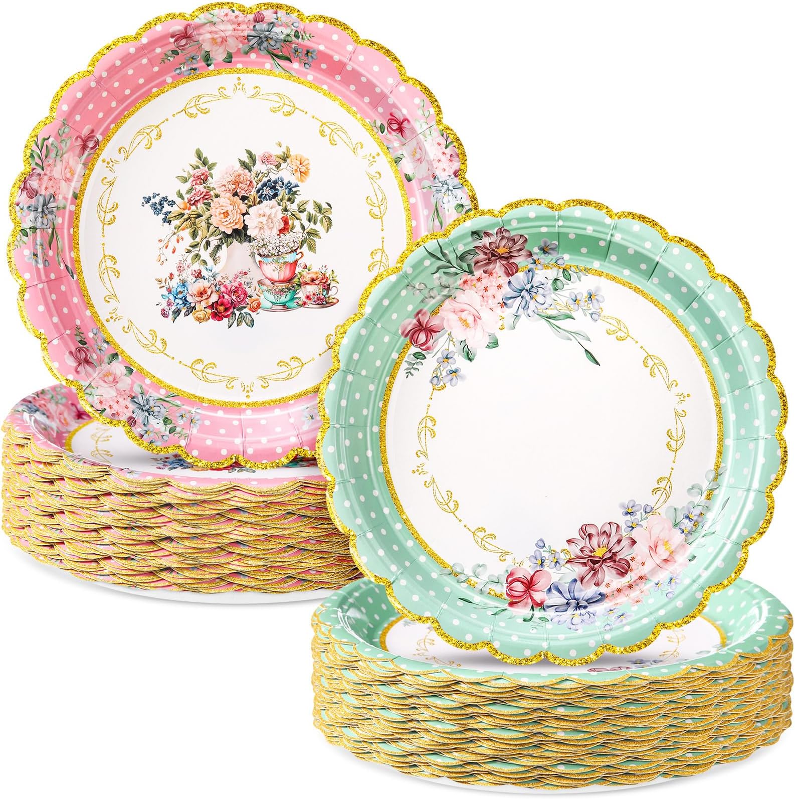 Amazon.com: ZAVOOS 200 Pieces Floral Paper Plates, 9 Inch Disposable ...