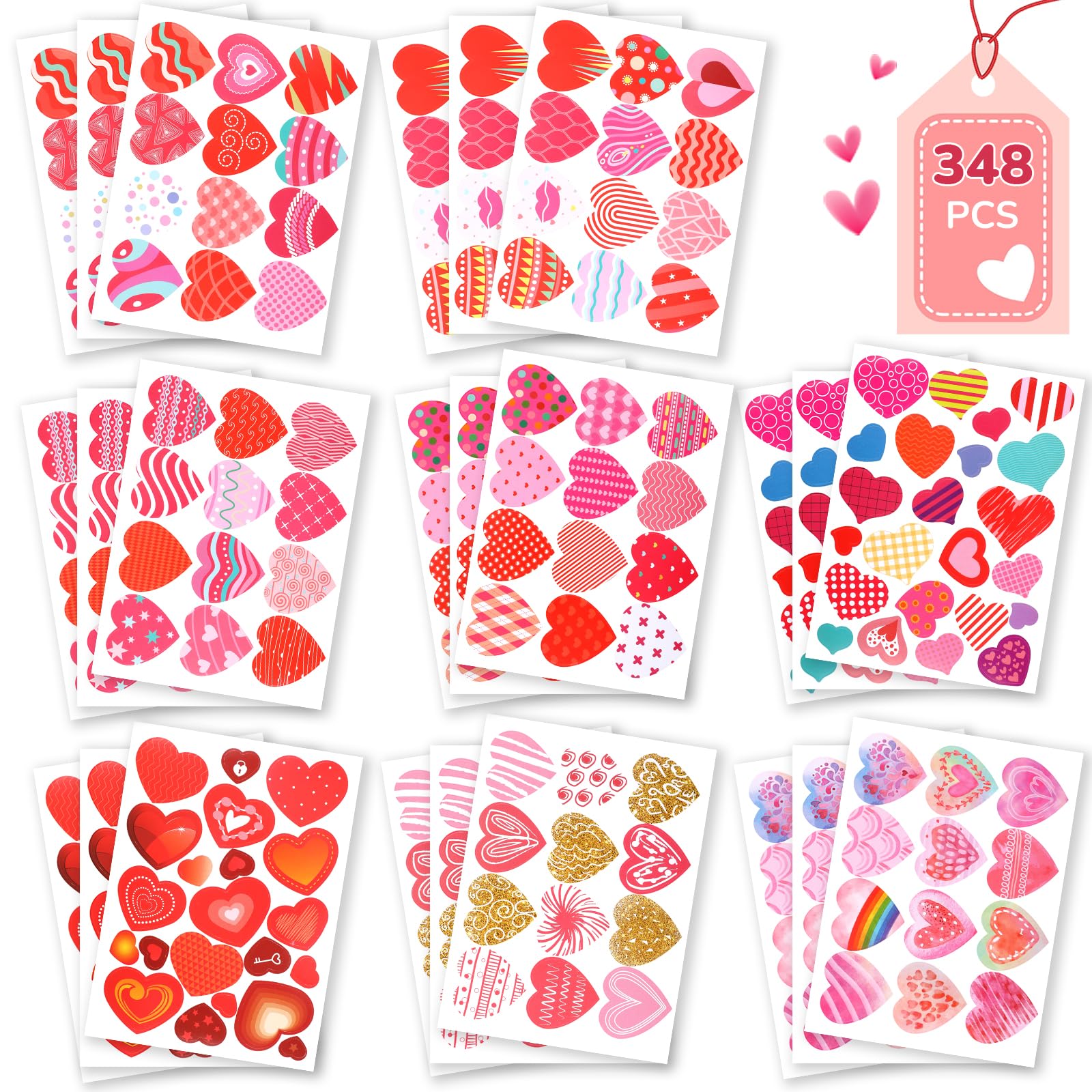 Amazon.com: 348 Pcs Valentines Stickers for Kids, Bulk Love Heart ...