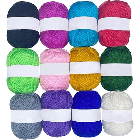 Amazon.com: Yinsun 12 Acrylic Yarn Skeins Mini Craft Yarn, 12 Colors ...