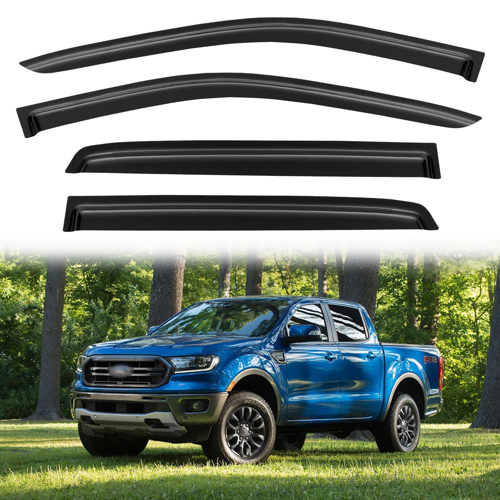 Snapklik.com : AWVRG Window Rain Guards For Ford Ranger SuperCrew 2019-2024