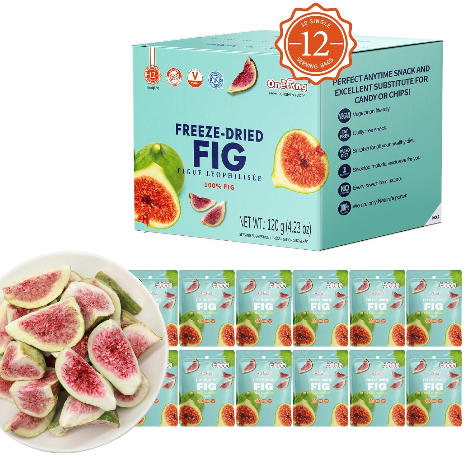 Amazon.com: ONETANG Freeze-Dried Fruit Fig Chips, 12 Pack Single-Serve ...