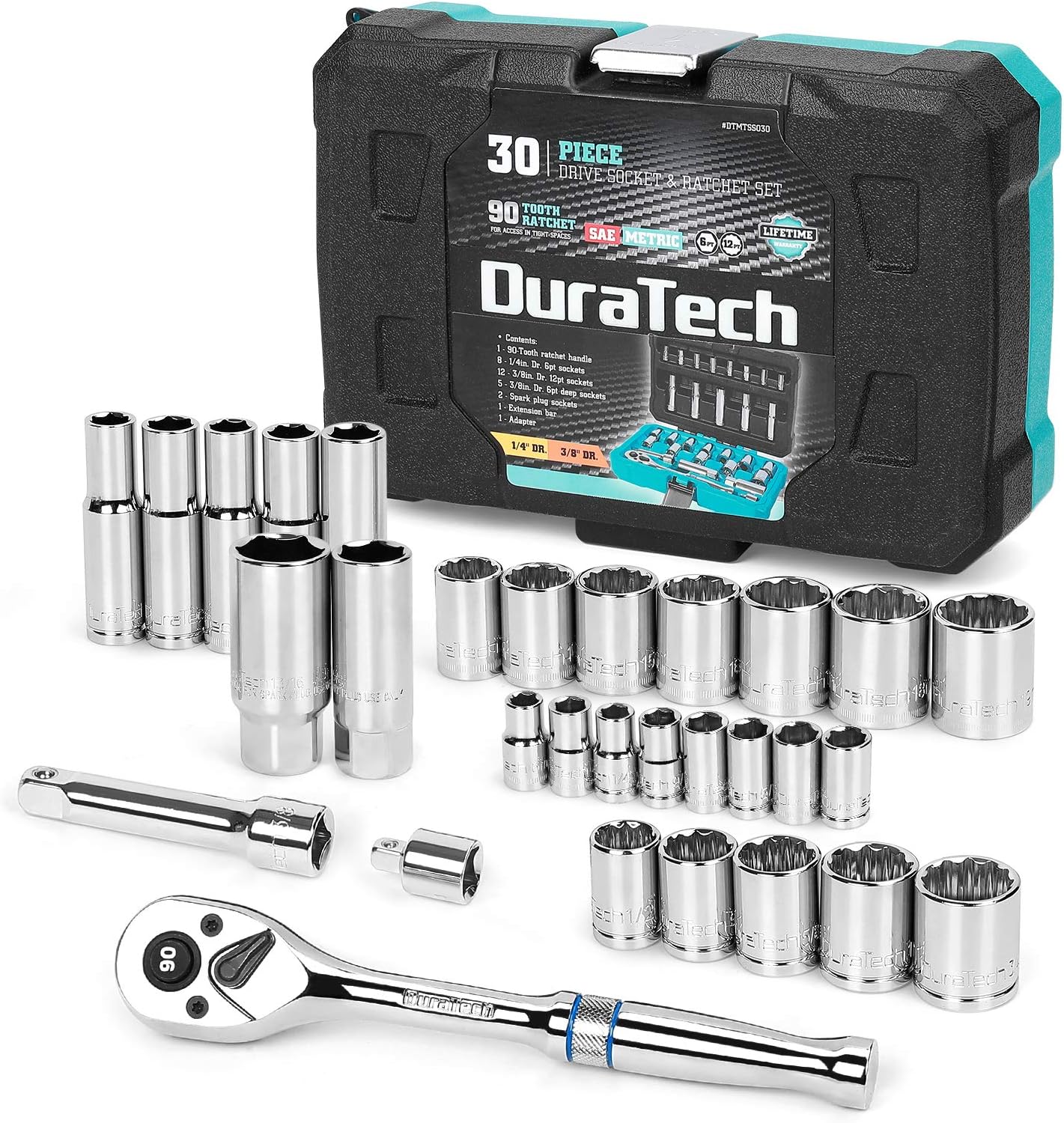 Amazon.com: Hyper Tough 107-Piece 1/4", 3/8", 1/2" Drive Socket Set ...