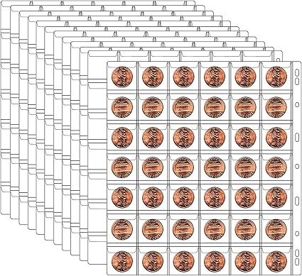 Ettonsun 10 Sheets Coin Collection Pages, 420 Pockets Coin Sheets, Coin ...