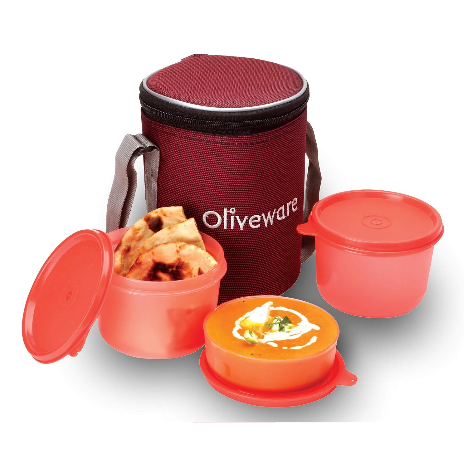 Buy oliveware Easy Meal Plastic Lunch Box with Fabric Bag, BPA Free ...