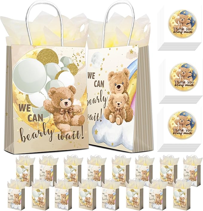 Amazon.com: Apinwin 16PCS We Can Bearly Wait Party Gift Bags with ...