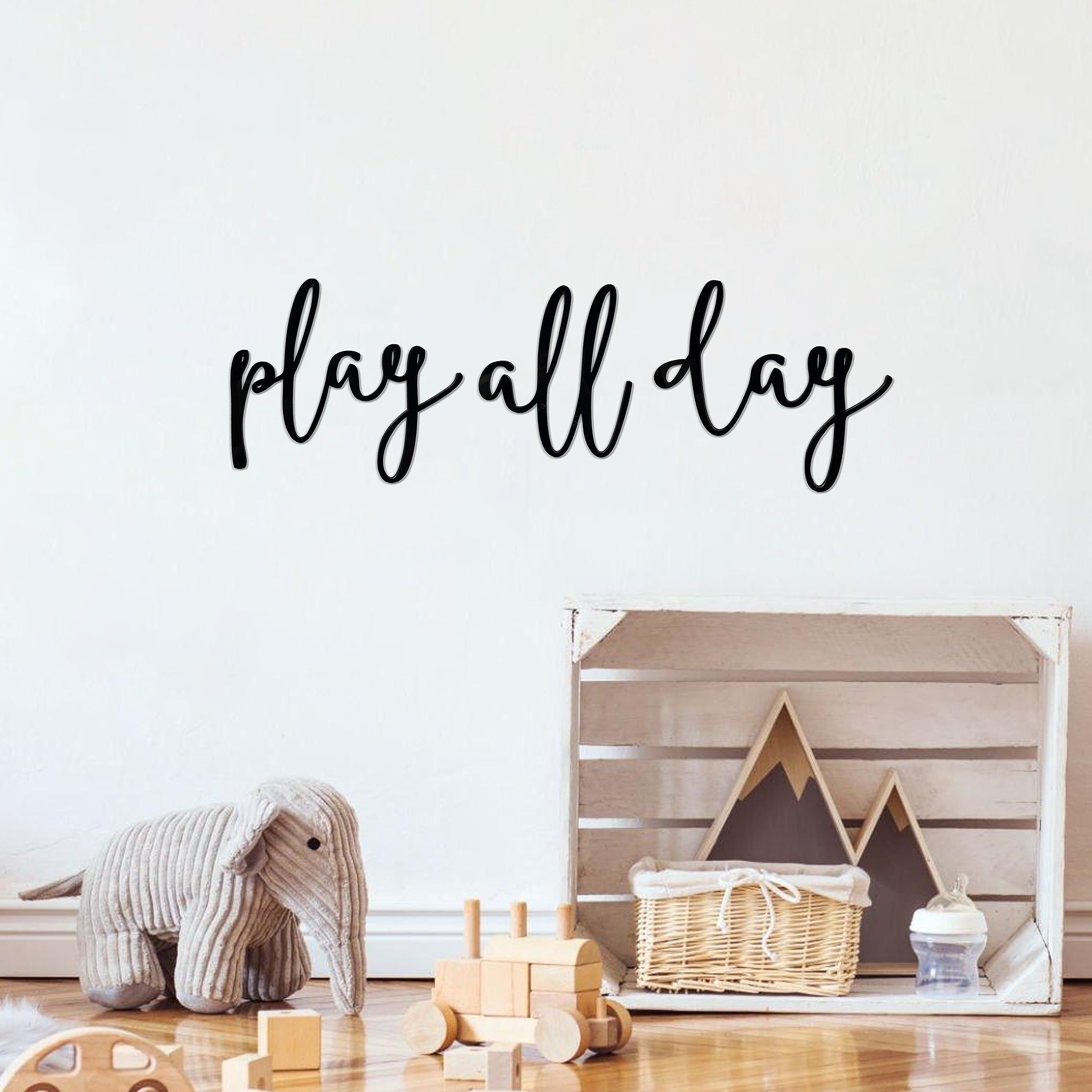 Play All Day Sign For Nursery Acrylic Wooden Play Room Decor For Kids ...