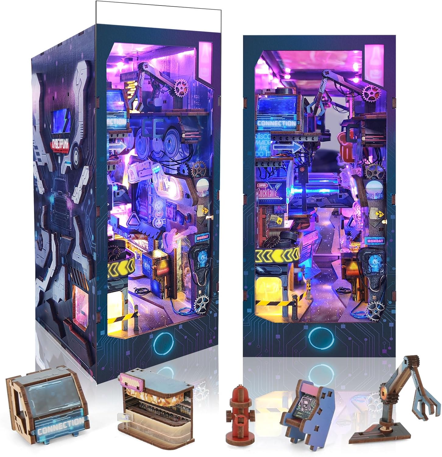 Amazon.com: Cyberpunk DIY Book Nook Kit,Tech Miniature House Kit ...