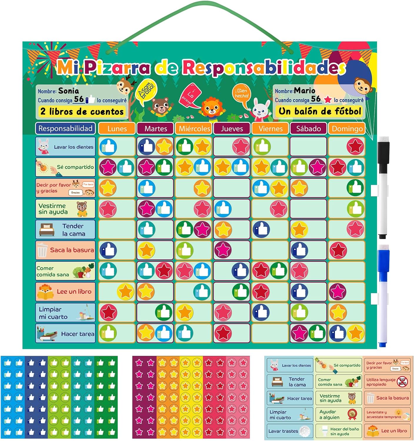 Tabla de Recompensas para Niños en Español, Pizarron Planeador Semanal ...