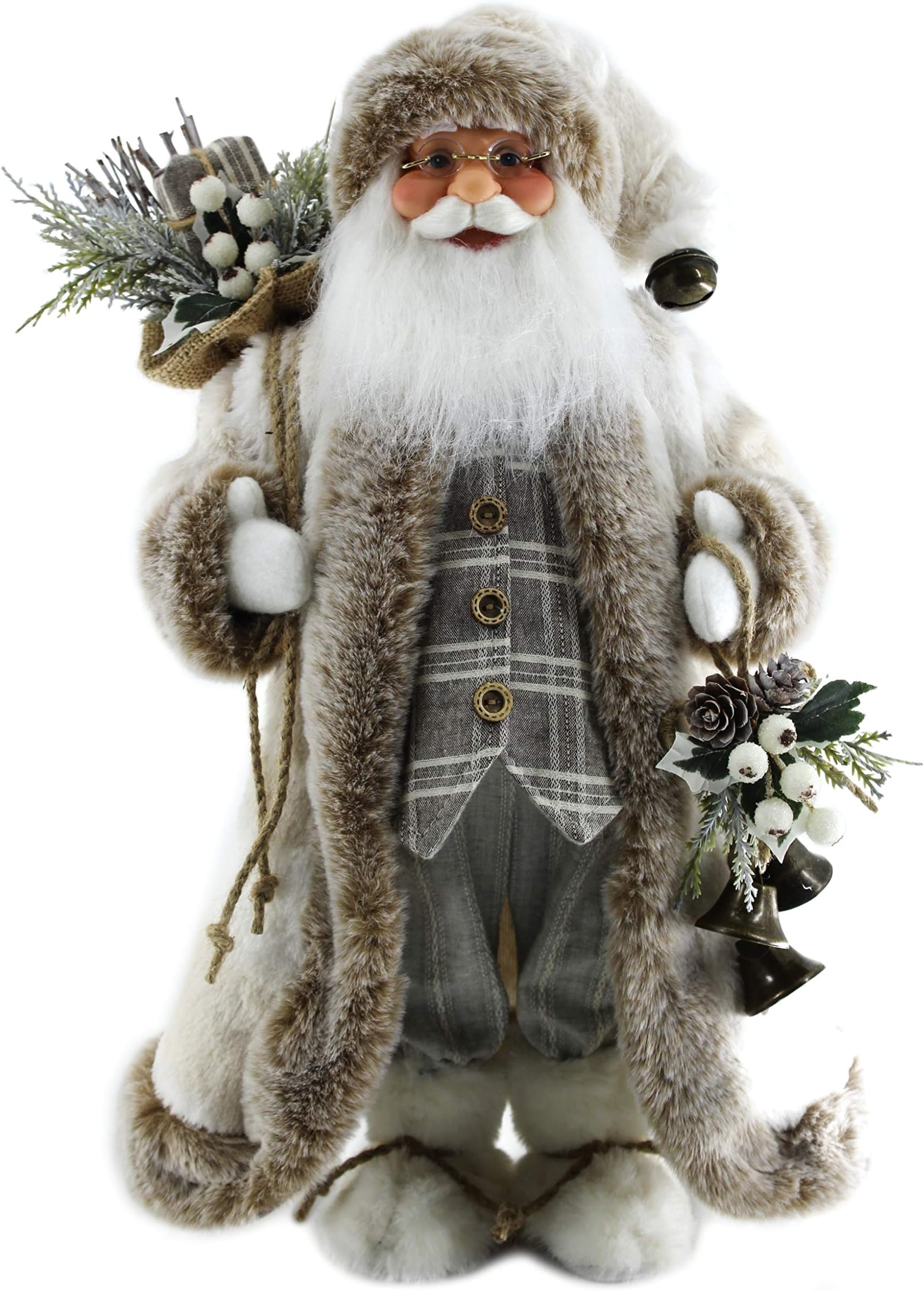 Amazon.com: 18" Gray Standing Santa Christmas Figure with Lantern