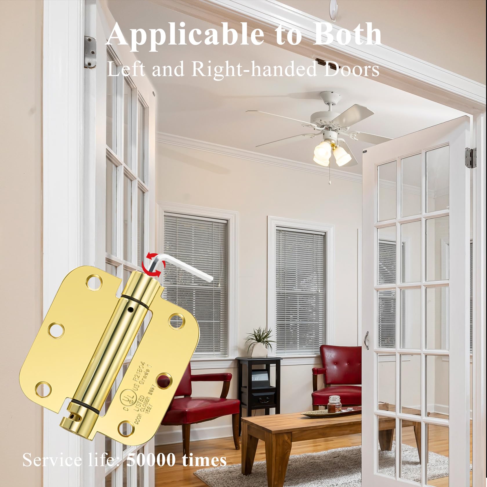 Snapklik.com : Sophia 4 Pack Self-Closing Door Hinge 3.5 Inch Rounded 5 ...
