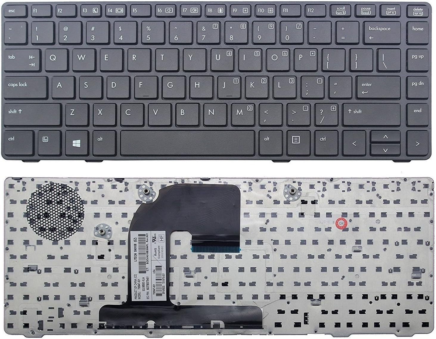 Laptop Replacement Keyboard without Mouse Pointer(without Frame) for HP ...