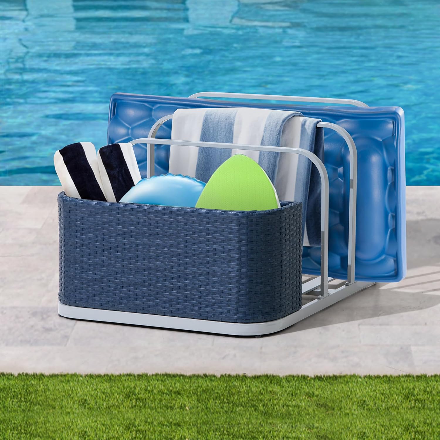 Amazon.com: Sunjoy Rust-proof Aluminum Pool Float Storage Rack, 35-Inch ...
