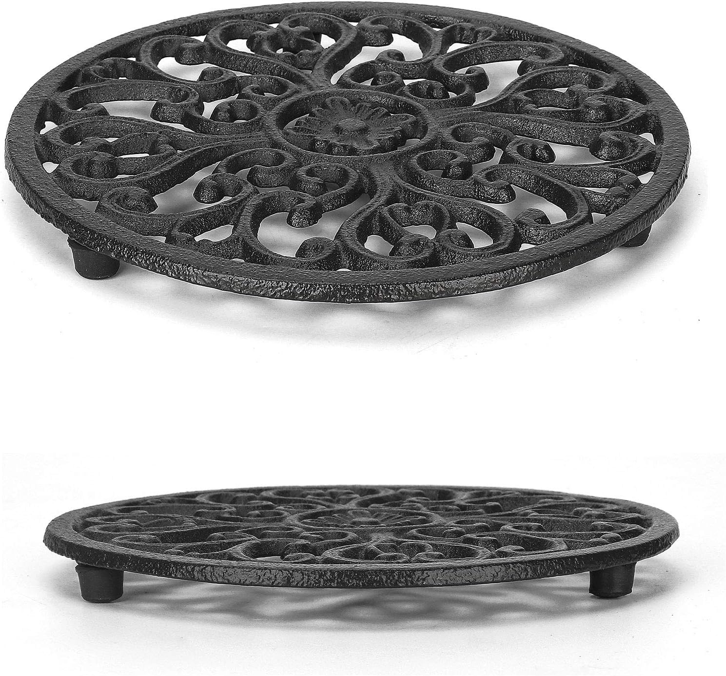 Amazon.com: Sumnacon 2Pcs Rectangle Cast Iron Trivet - Heat Resistant ...