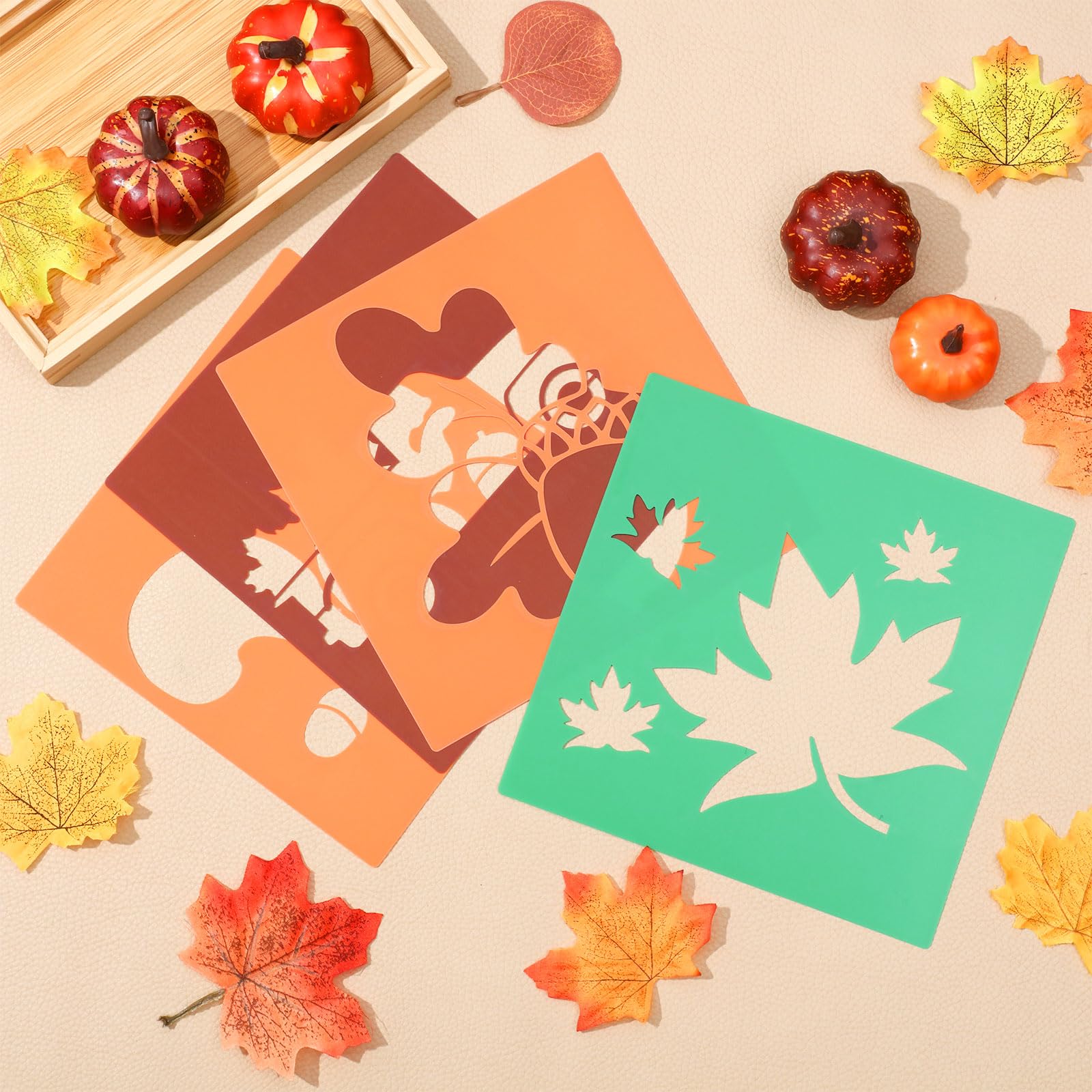 Snapklik.com : 24 Pcs Fall Stencil Set 8 X 8 Inch Plastic Drawing ...