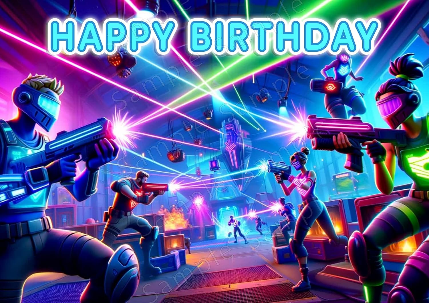Amazon.com: 8.3 x 11.7 Inch Edible Square Cake Toppers – Laser Tag ...