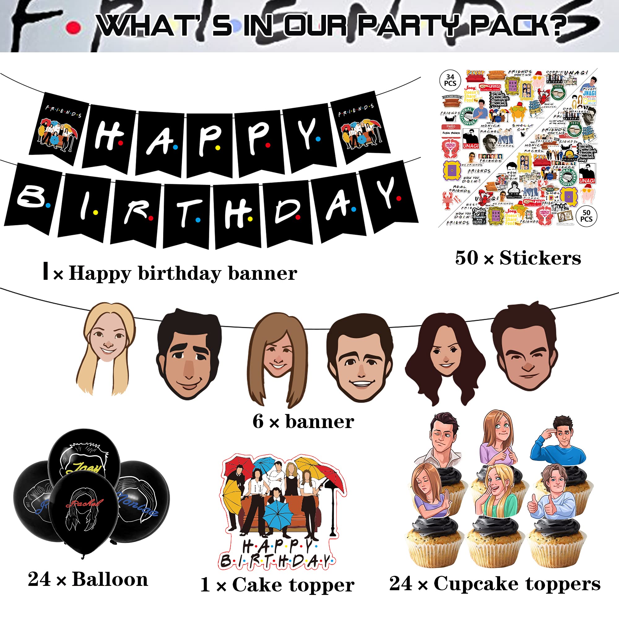 106 Pcs Friends Themed Party Decorations Friends Party Decorations ...