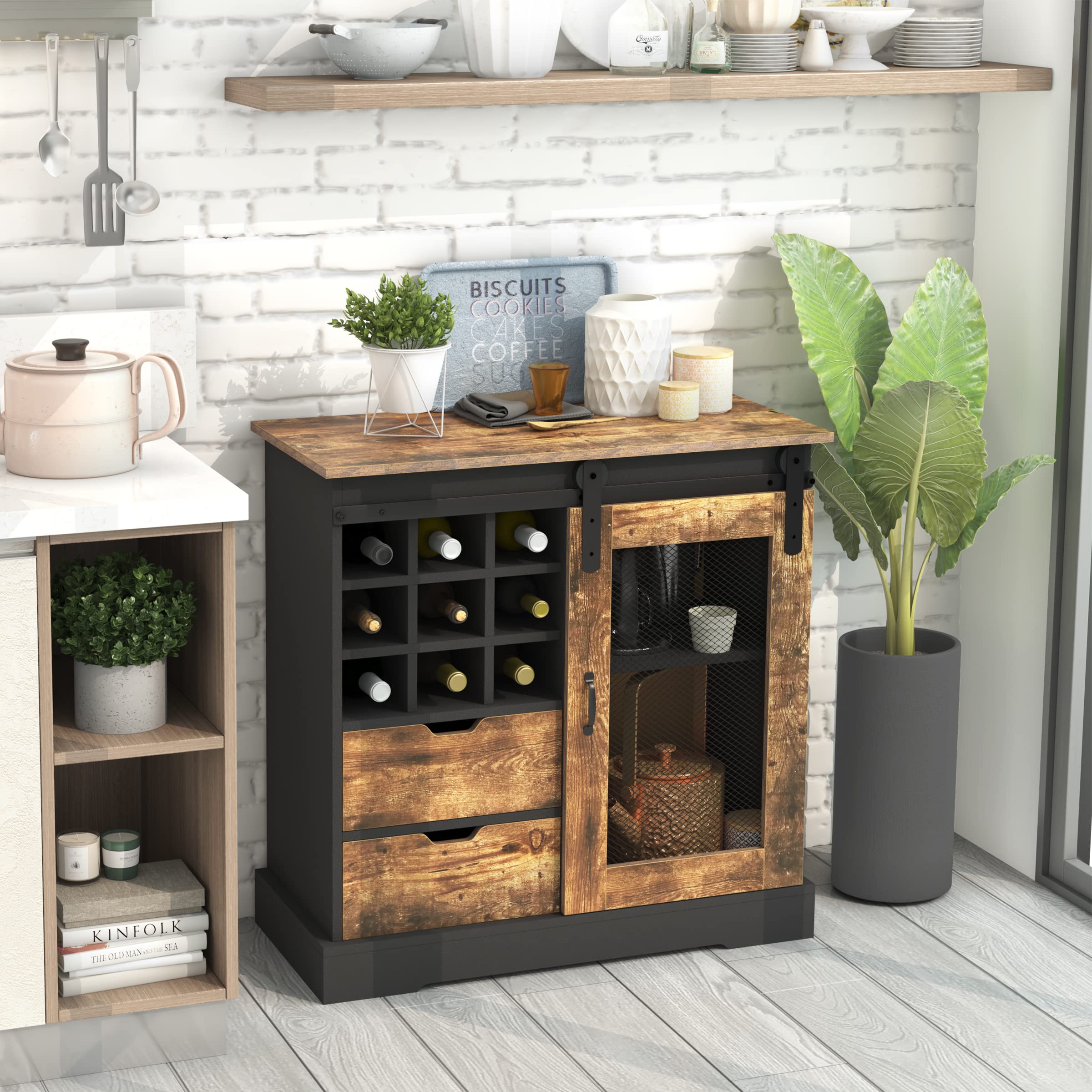Snapklik.com : NSdirect Sideboard Coffee Bar Cabinet,Modern Farmhouse ...