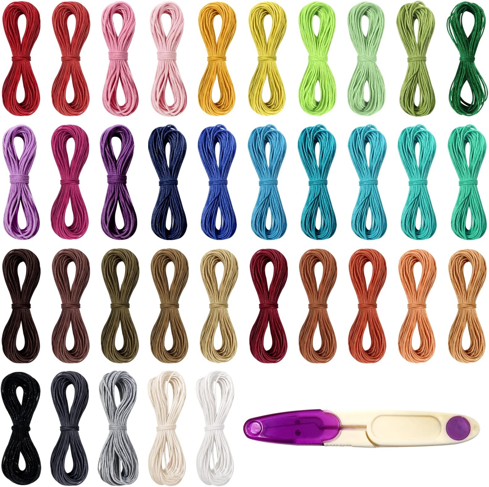 TOAOB 105 Metres Waxed Cotton Cords Braided Cotton Cord Mixed Colors ...