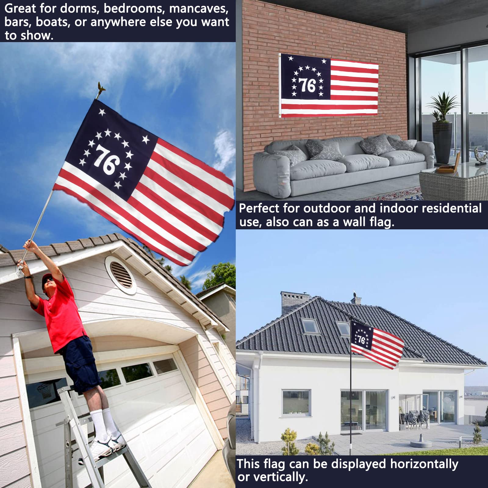 Snapklik.com : 1776 Bennington Flag Embroidered 3x5 Outdoor Double ...