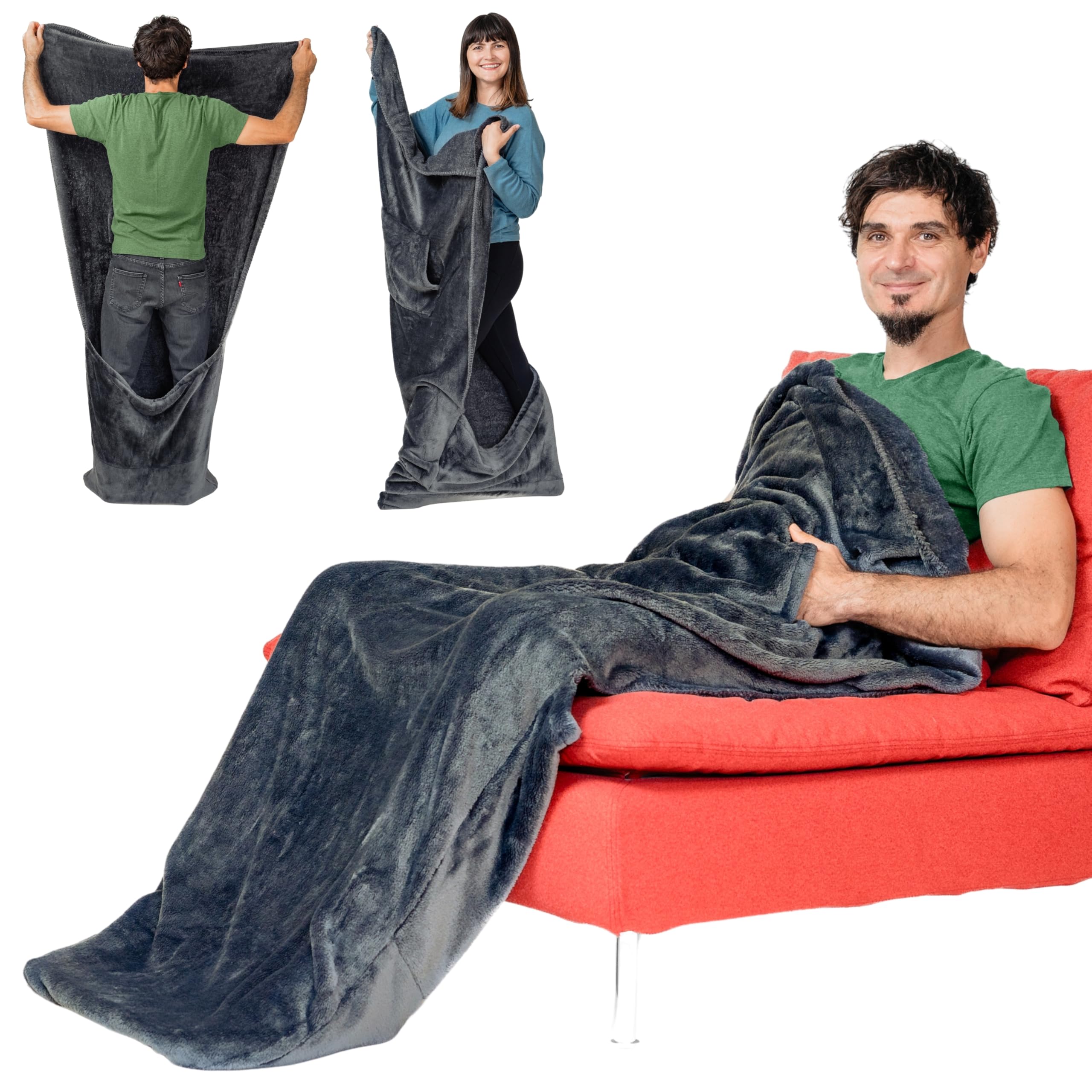 Amazon.com: EzrAllora Fleece Lightweight Foot Pocket Blanket with ...