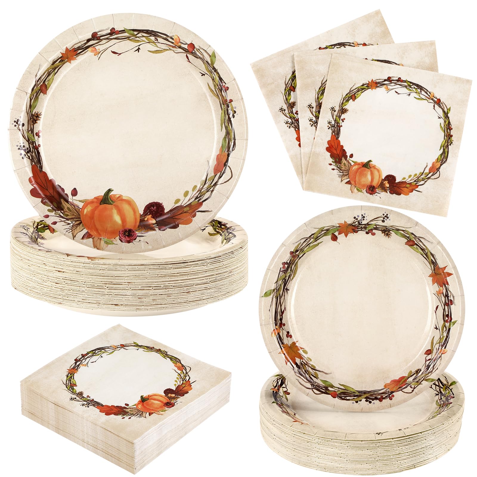 Amazon.com: Homlouue 200PCS Fall Plates and Napkins, Thanksgiving ...