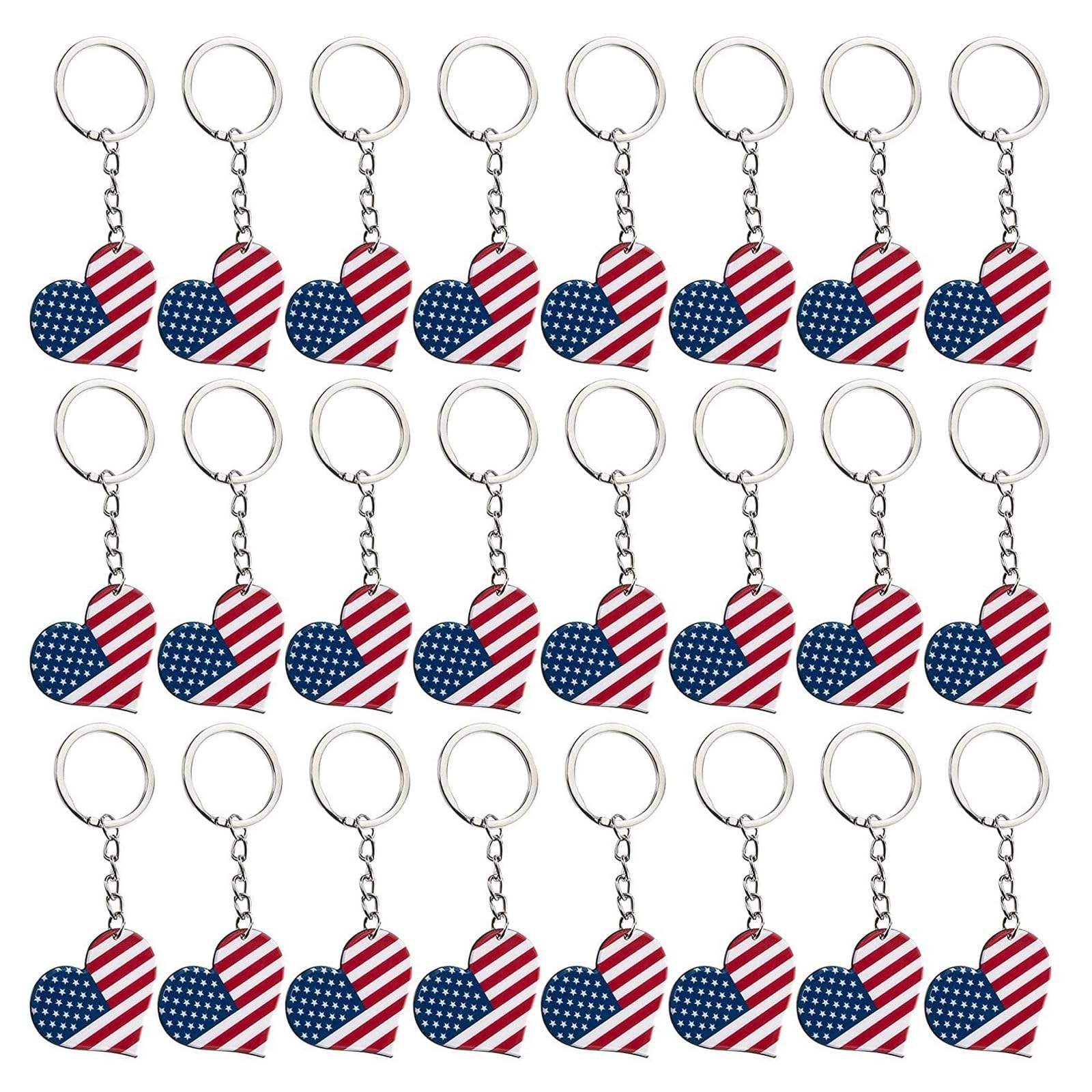Amazon.com: Juvale 24 Pack American Flag Keychain, 4th of July Party ...