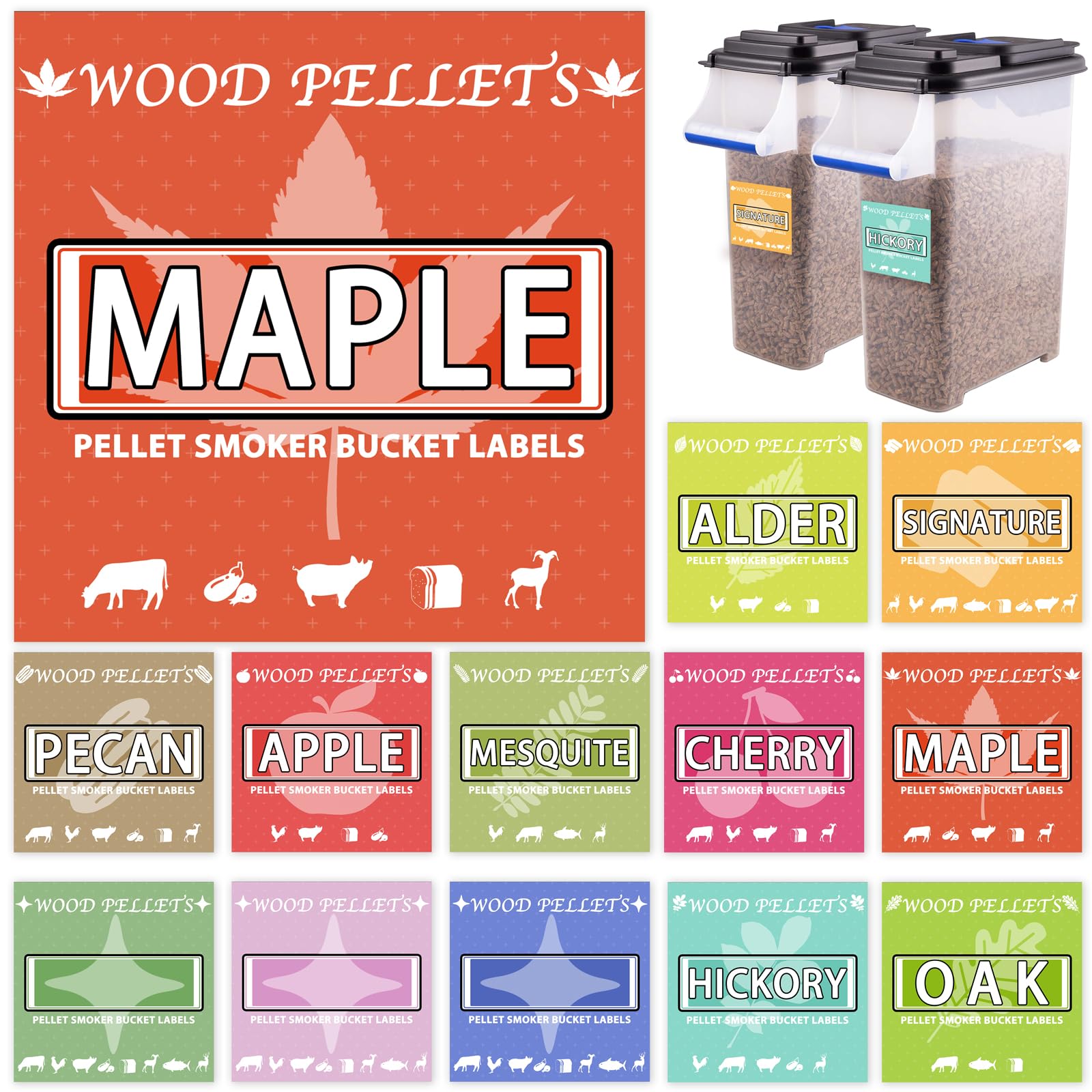 Amazon.com: Smoker Grill Pellets Label Stickers for Wood Pellet Storage ...