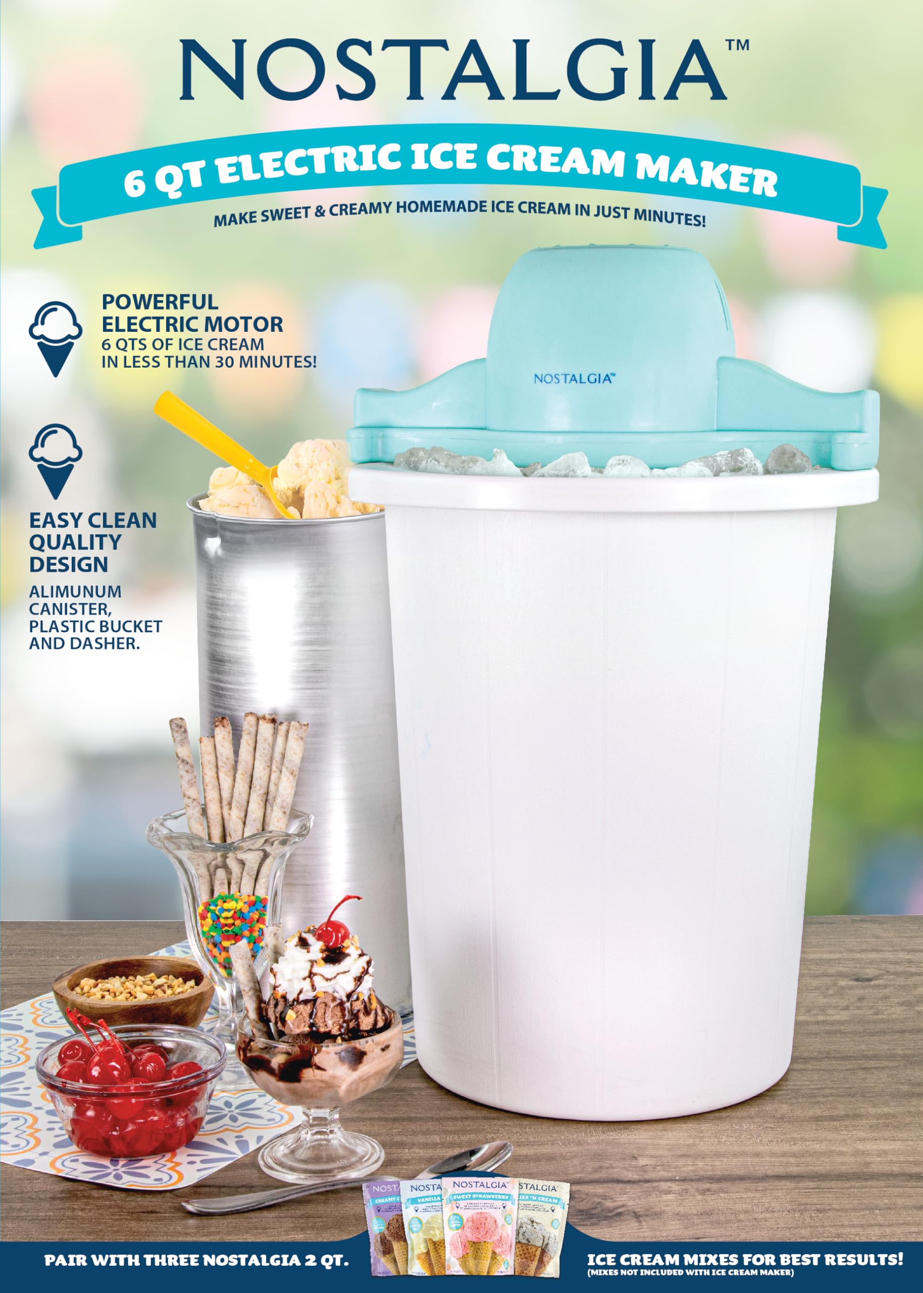 Snapklik.com : Nostalgia Electric Ice Cream Maker Parlor Style, Old ...