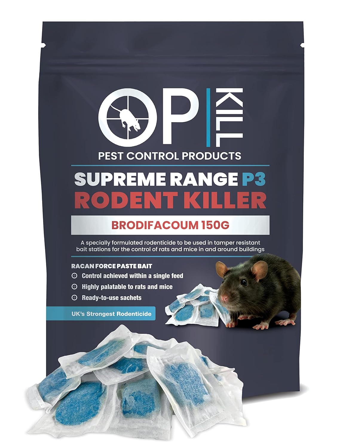 Opkill Rat Poison & Mouse killer - 150g Strongest Supreme Range Bait Available Single Feed Fast ...